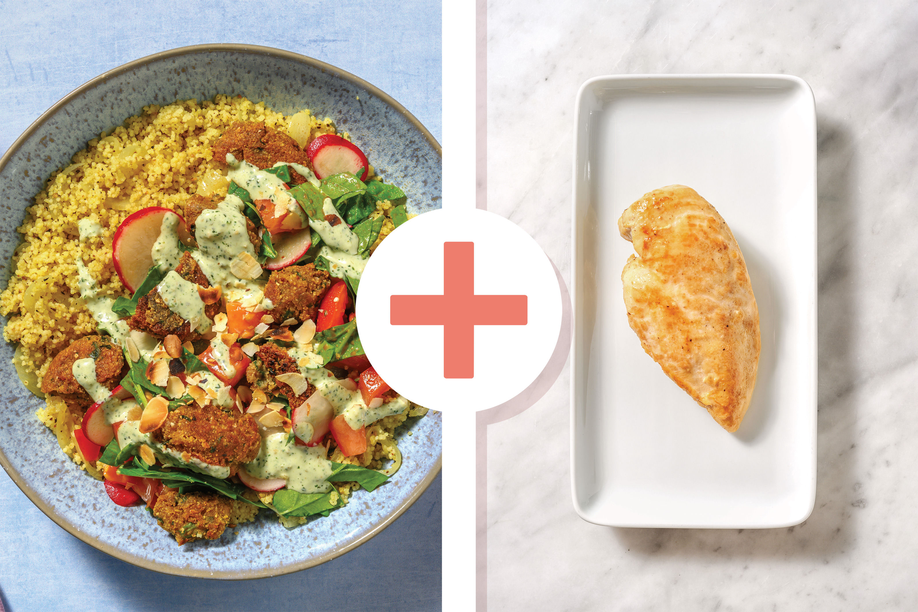 Mediterranean Falafel, Chicken & Chargrilled Capsicum Salsa Toss Recipe ...