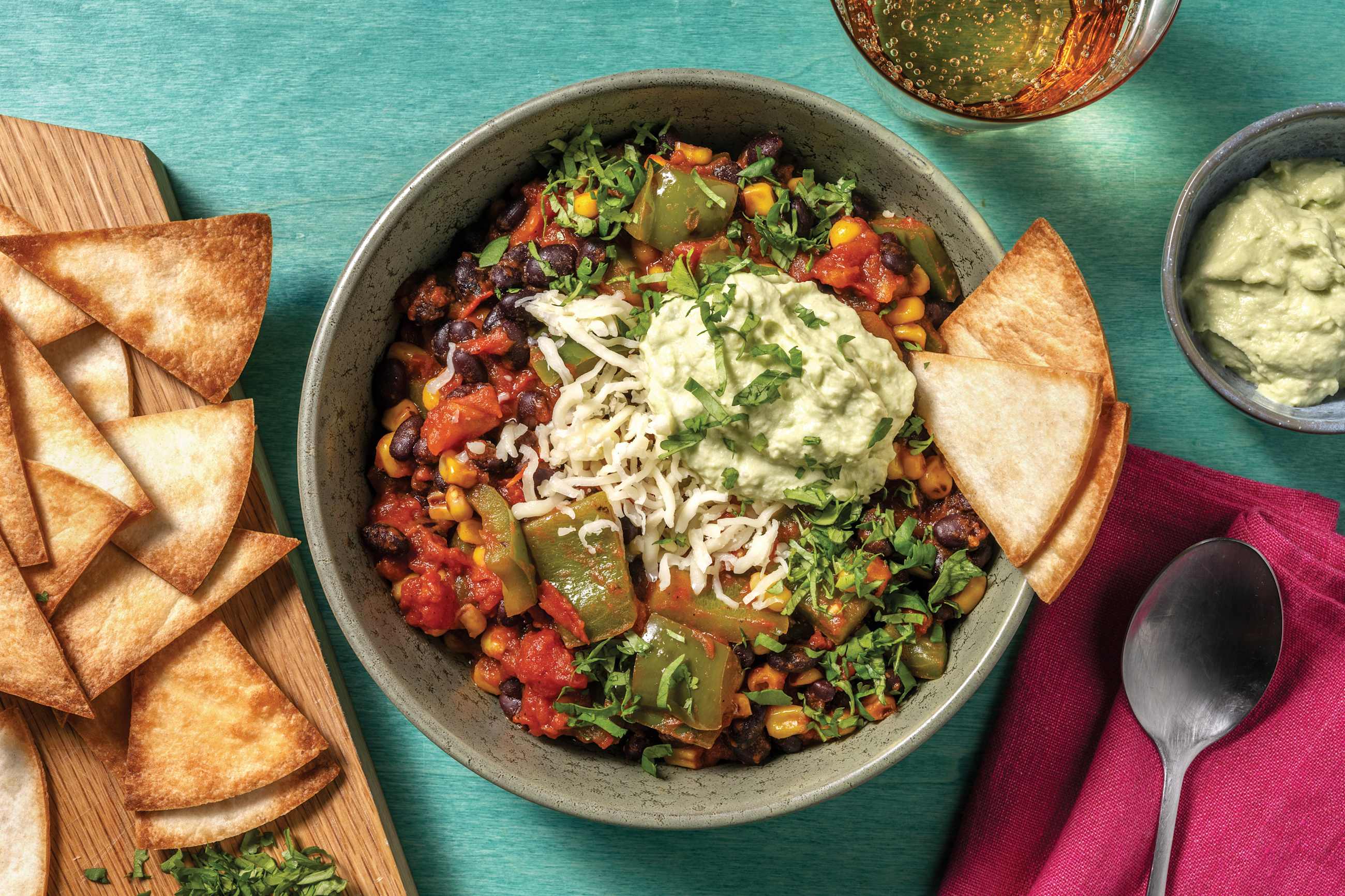 Mexican Bean-Capsicum Chilli & Avo Crema Recipe | HelloFresh