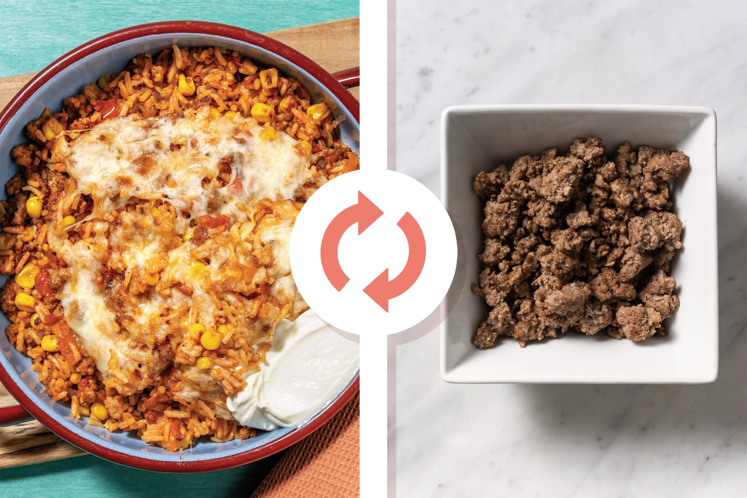 Cheesy Mexican Plant-Based Mince & Rice Bake Recipe | HelloFresh