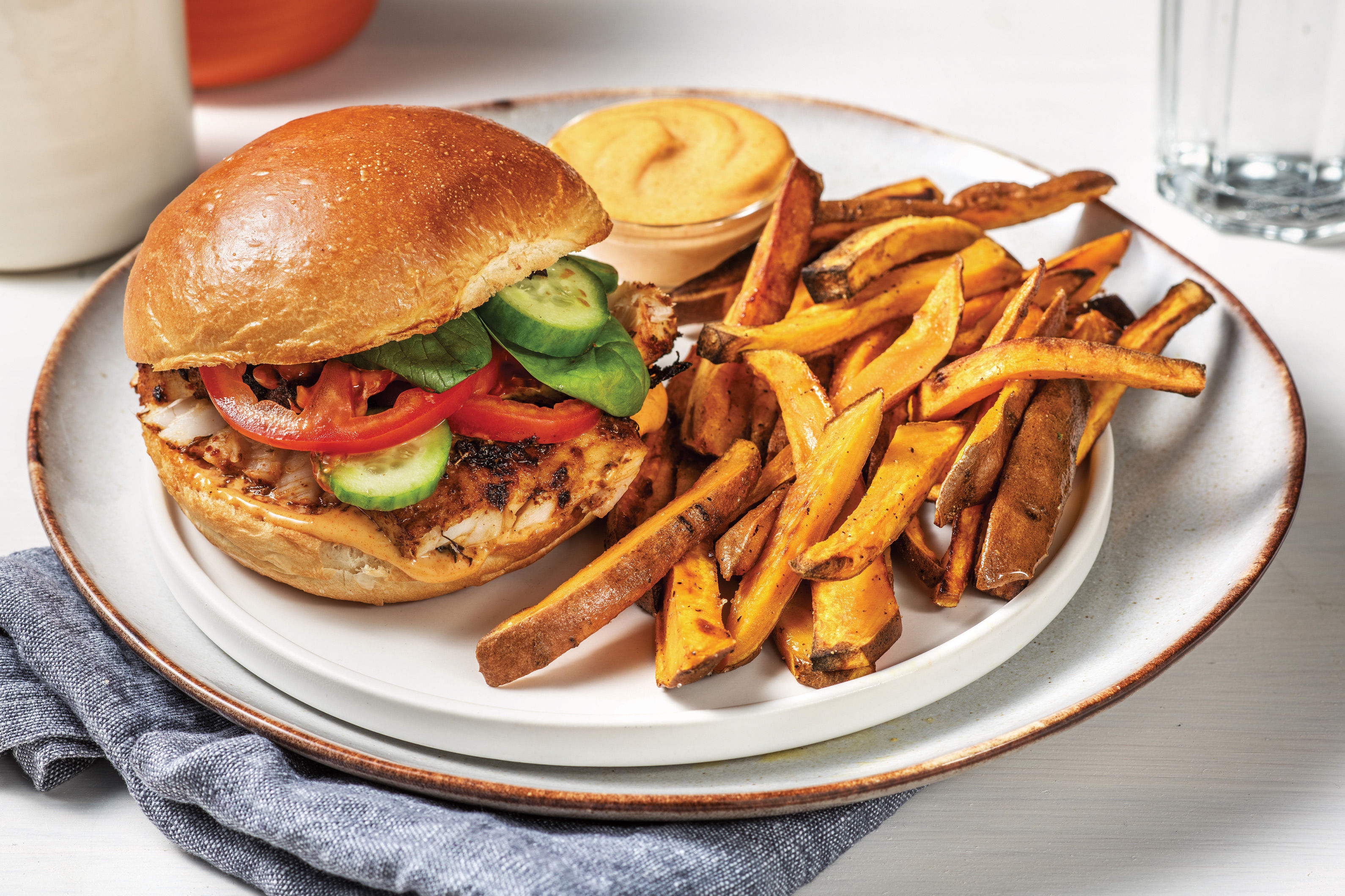 Mexican Fish Burger with Kumara Fries & Smokey Aioli Recipe | HelloFresh
