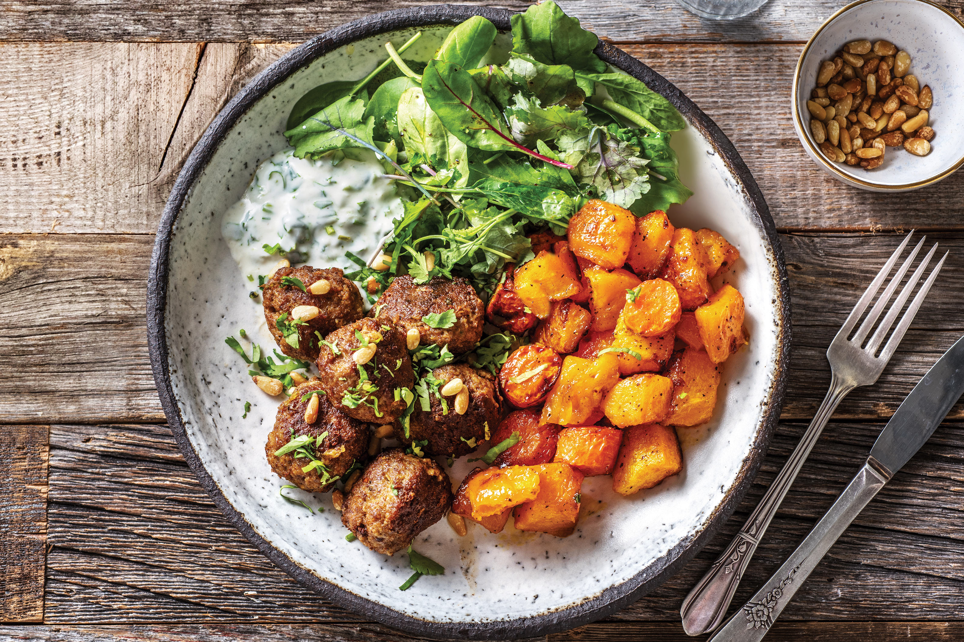 Middle Eastern Beef Meatballs with Roasted Pumpkin Recipe | HelloFresh