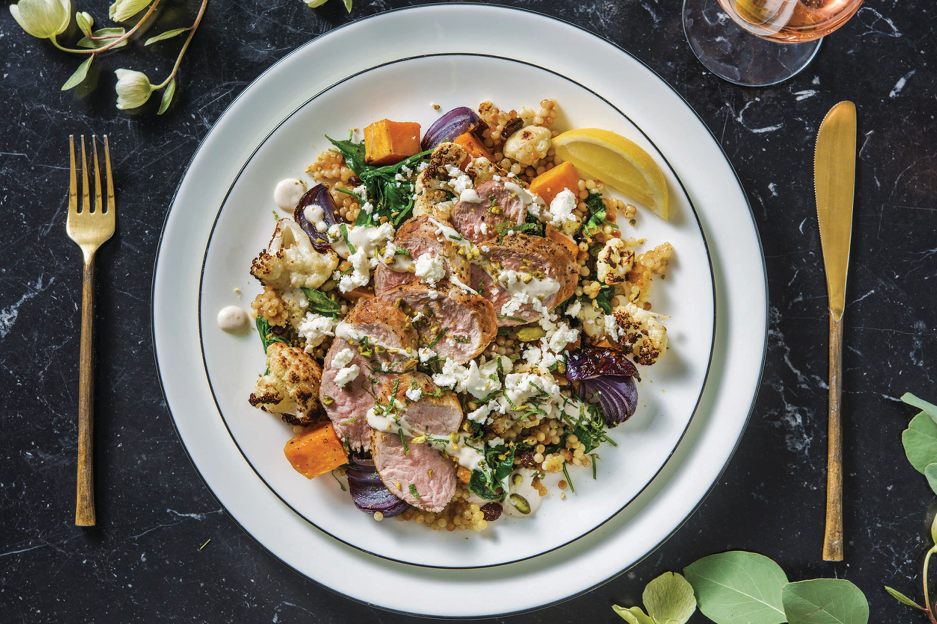 Middle Eastern Pork & Zesty Garlic Yoghurt Recipe | HelloFresh