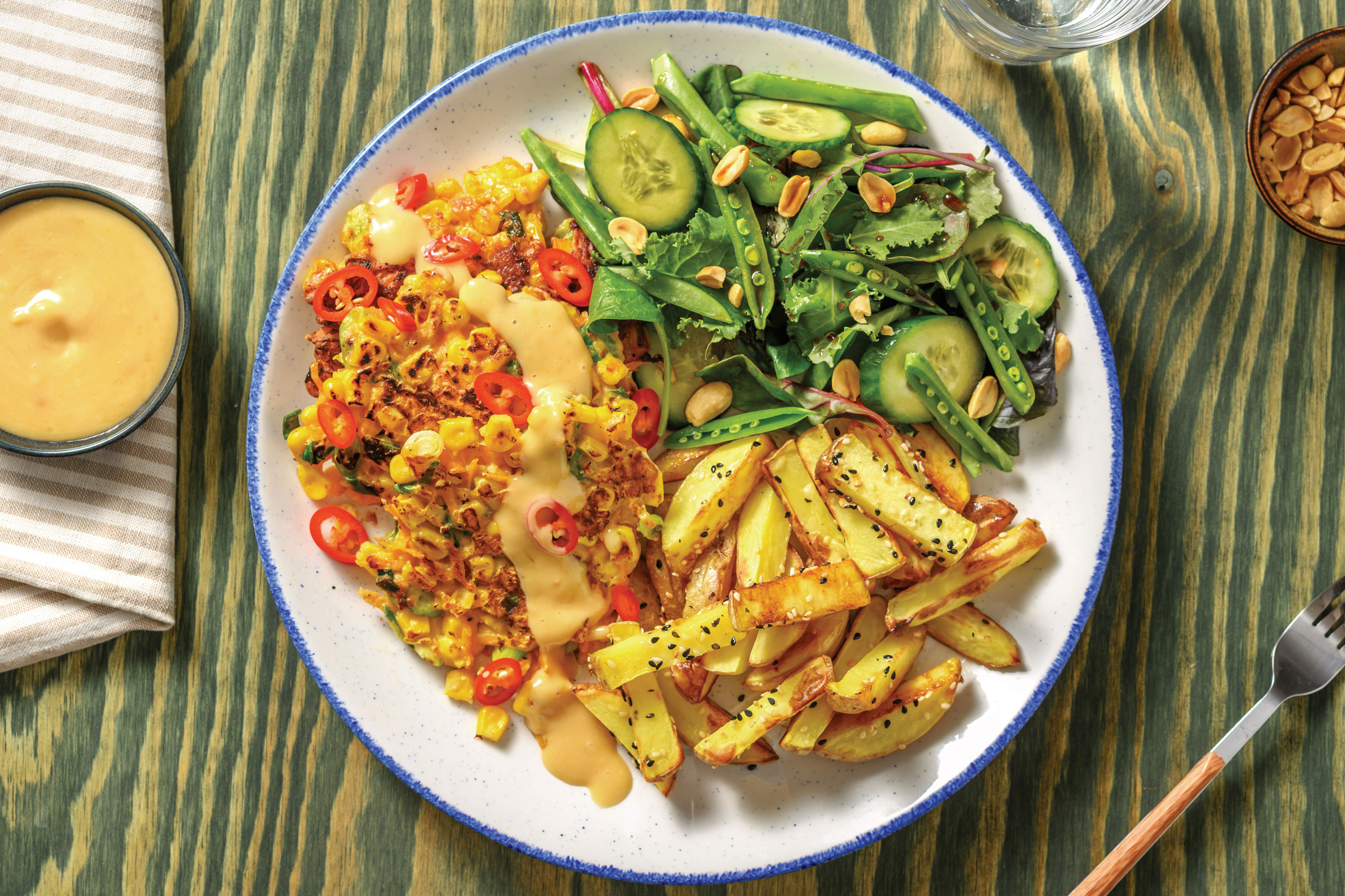 Miso Corn Fritters & Sesame Fries Recipe | HelloFresh