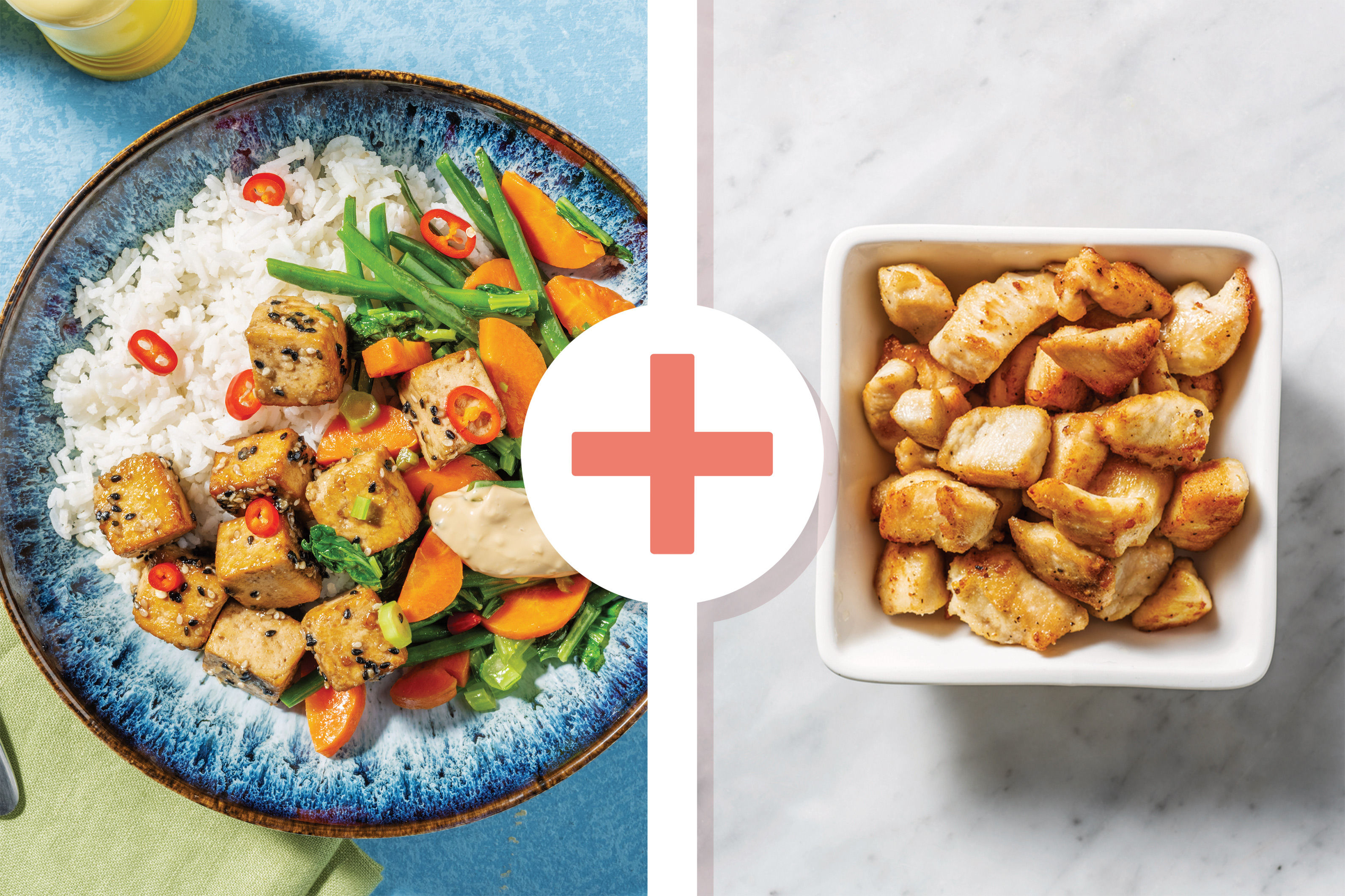 Ponzu-Glazed Chicken & Tofu Garlic Rice Recipe | HelloFresh