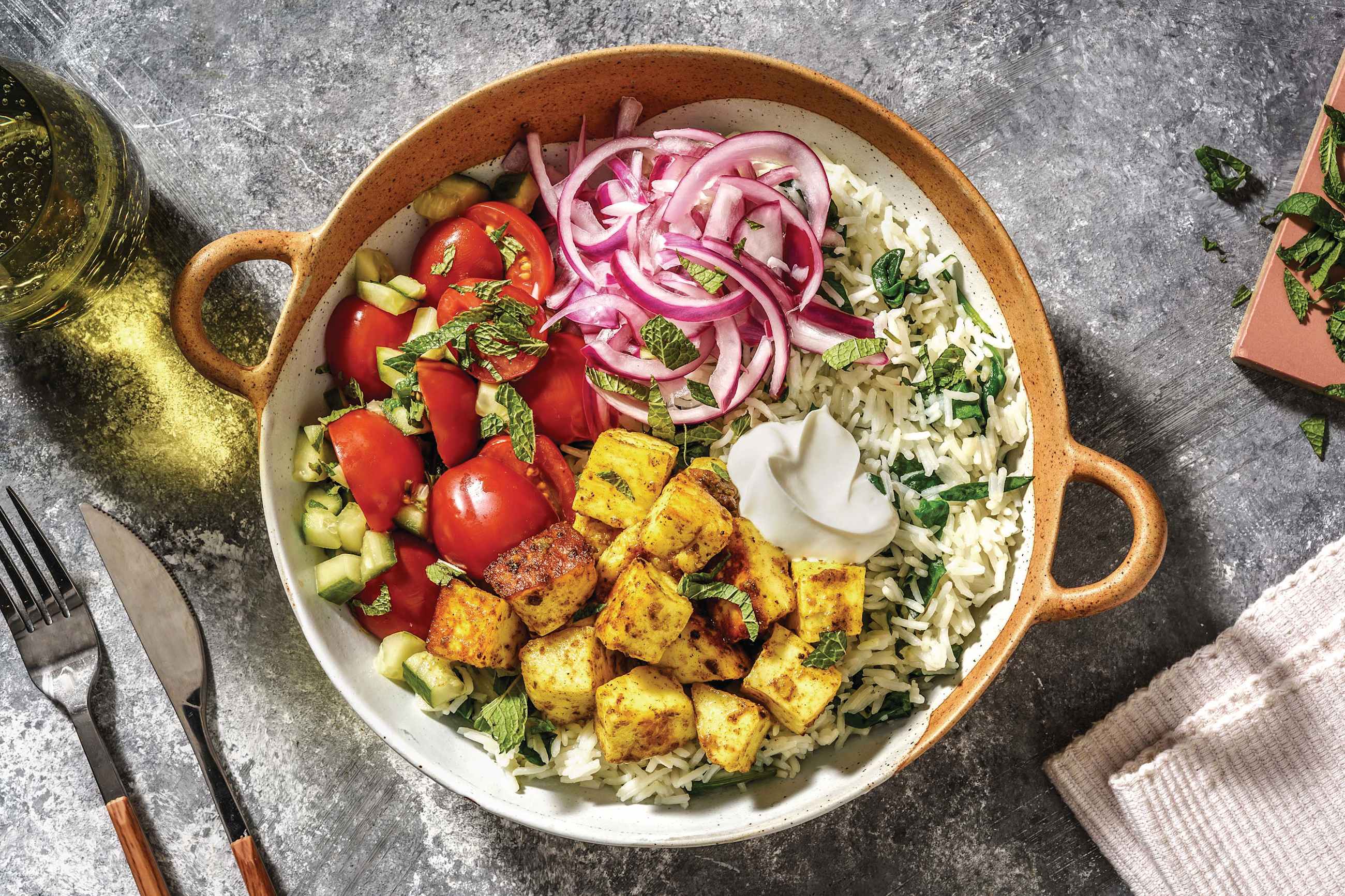 NZ Mumbai-Style Paneer & Garlic Rice Bowl Recipe | HelloFresh