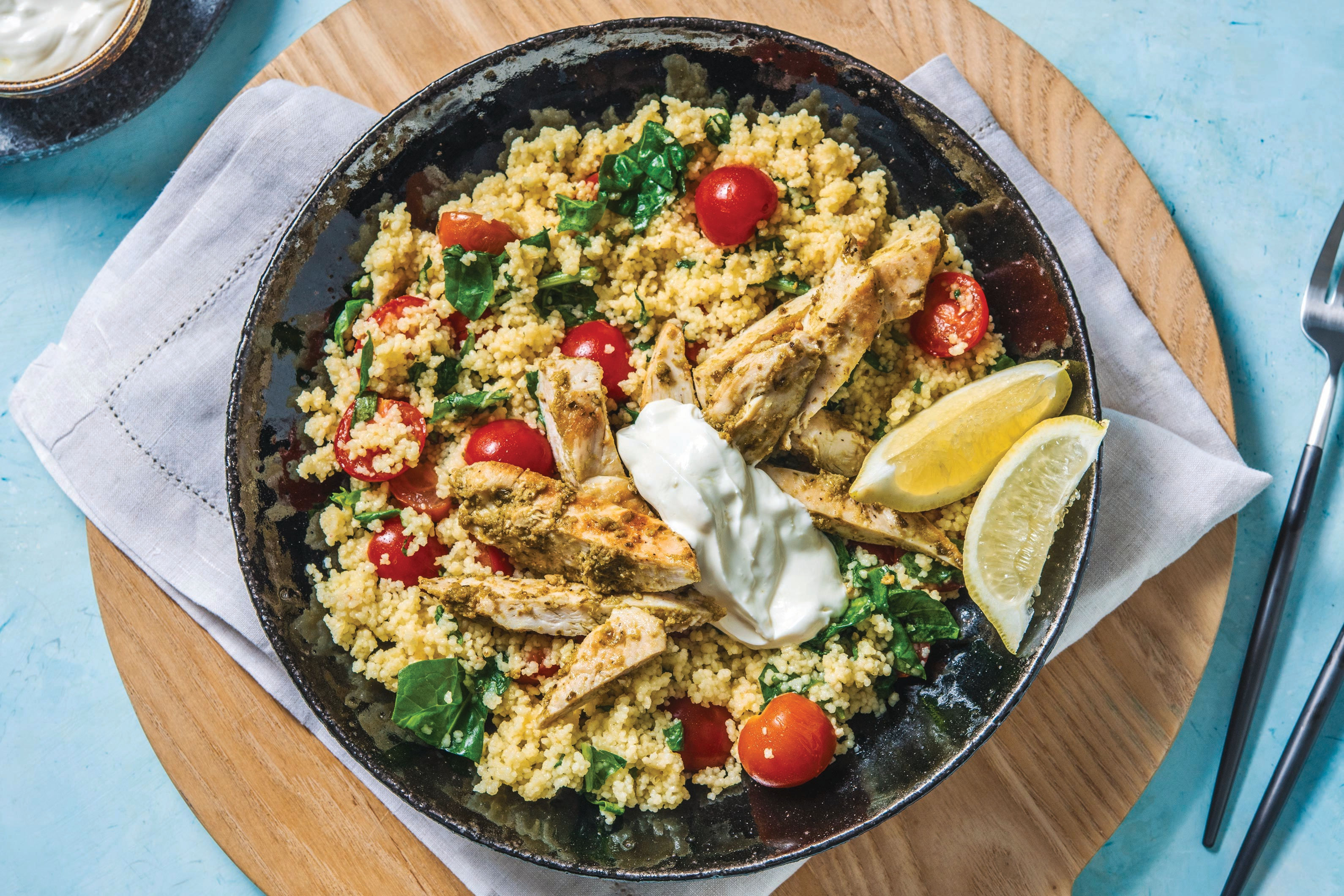 One-Pan Pesto Chicken & Veggie Couscous Recipe | HelloFresh