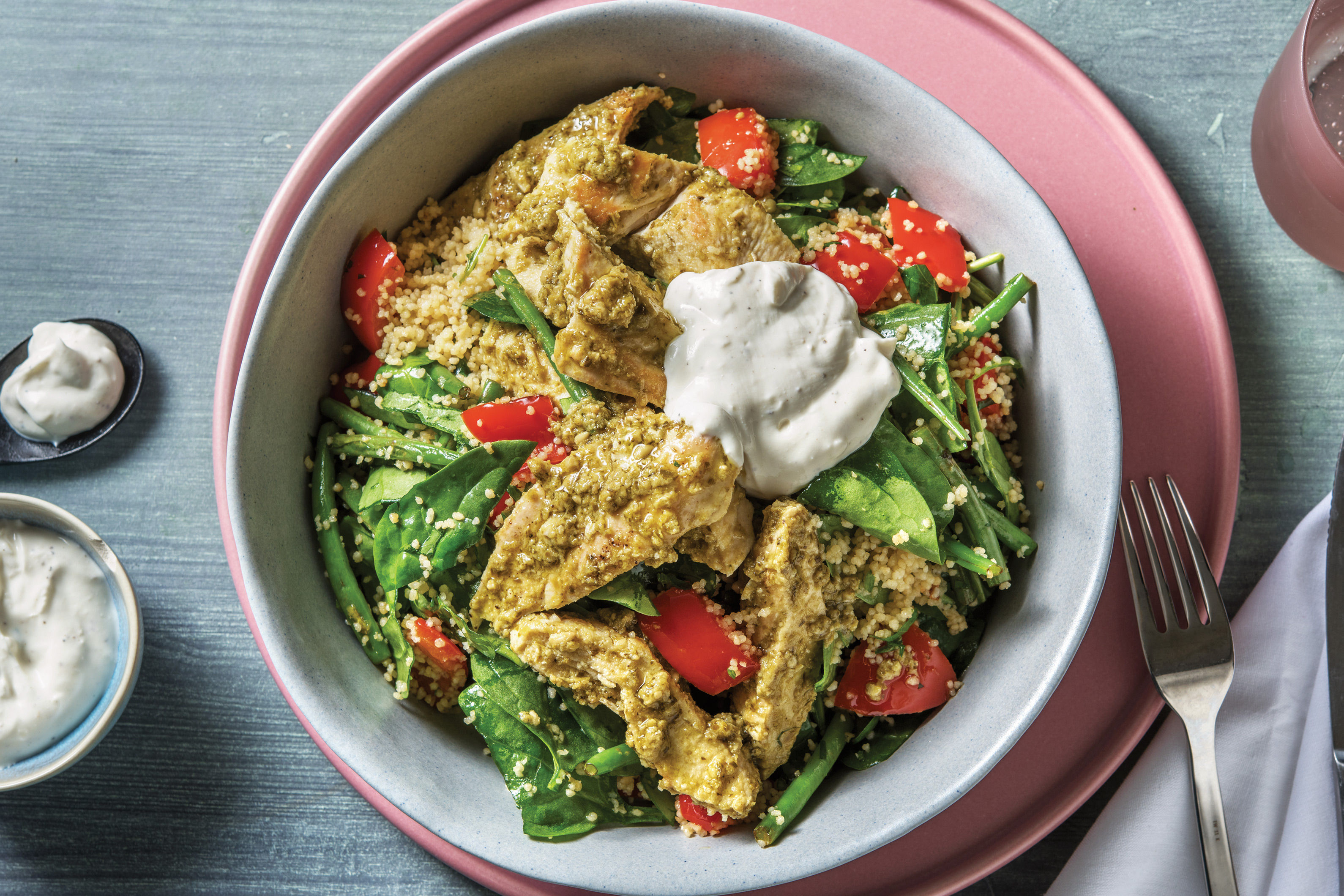 One-Pan Pesto Chicken & Veggie Couscous Recipe | HelloFresh