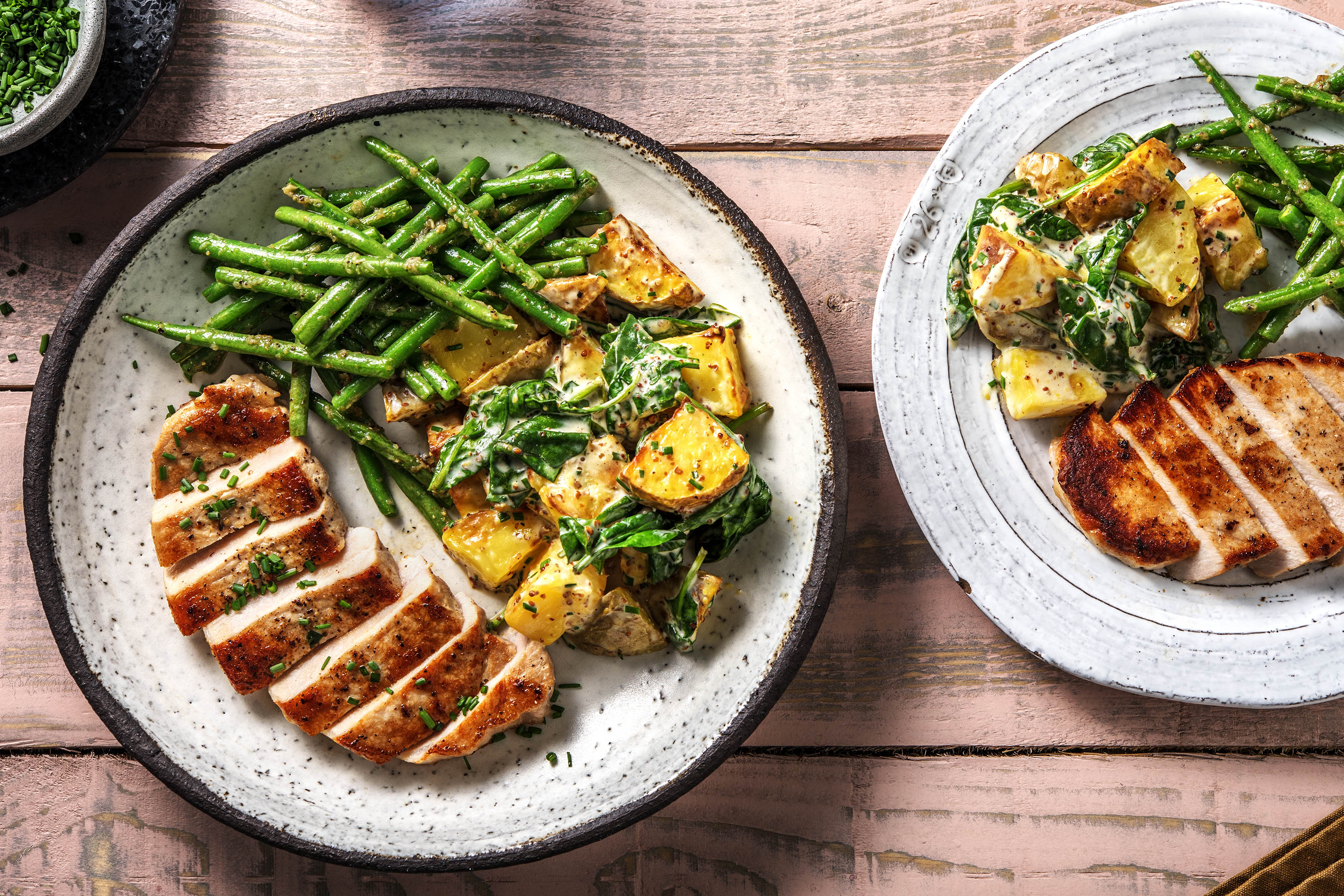 Pork Loin with Potato and Spinach Salad Recipe | HelloFresh