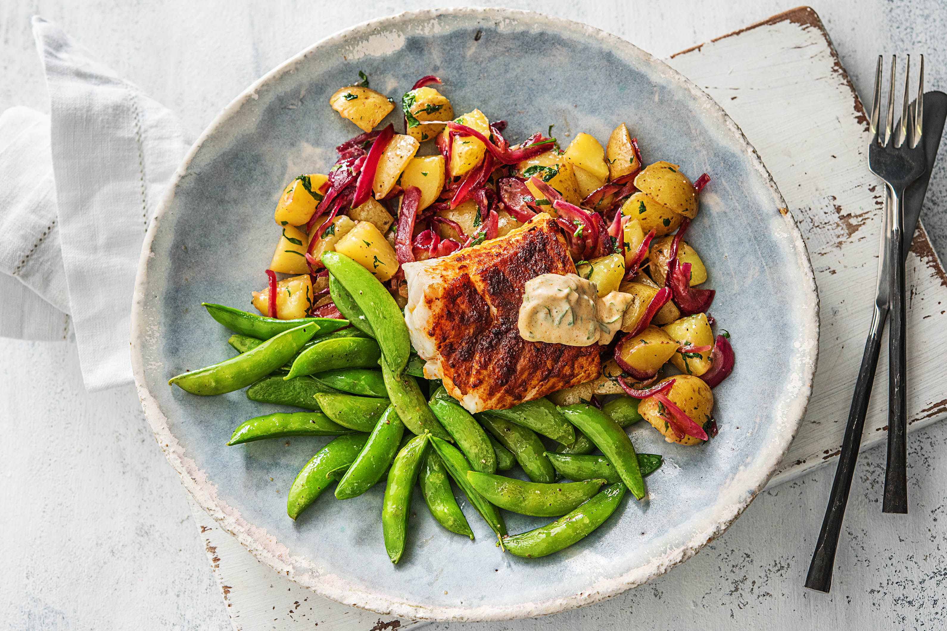 Cod with Crushed Potatoes Recipe | HelloFresh