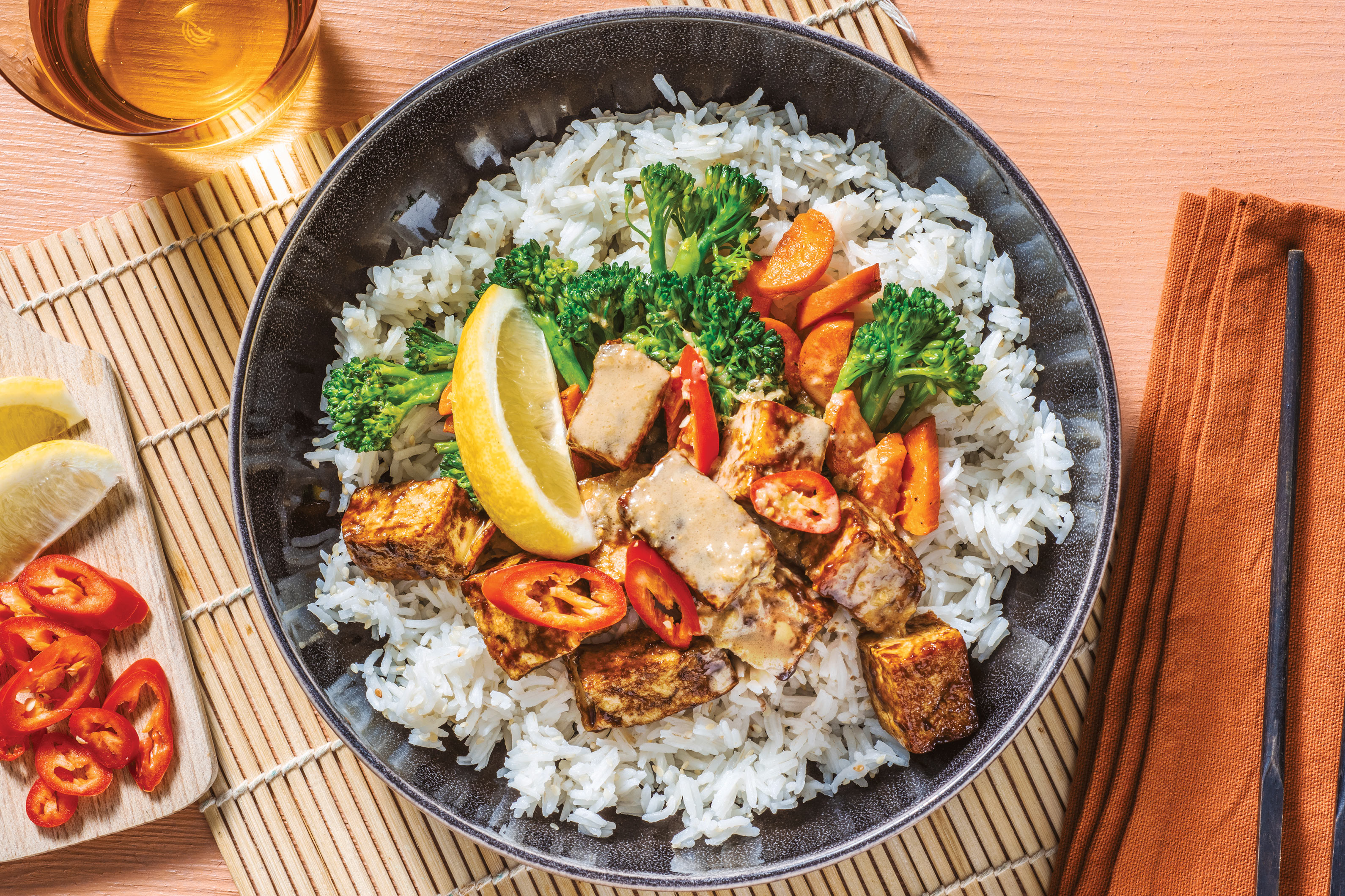 Peking Marinated Tofu & Sesame Rice Recipe | HelloFresh