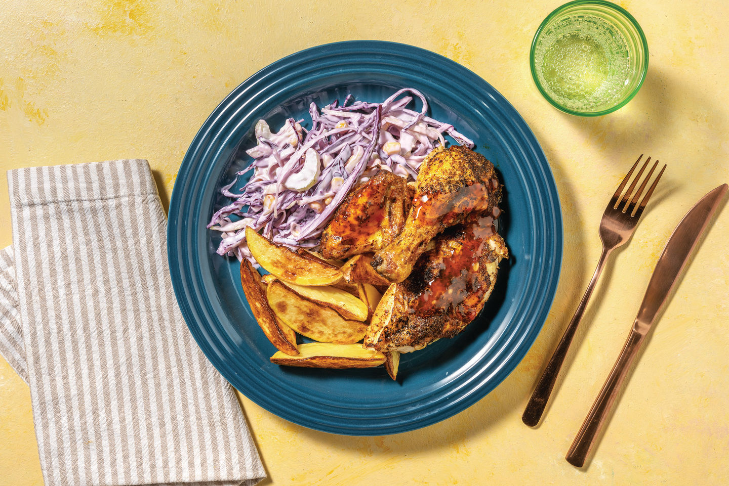 Peri Peri Roast Chicken & Wedges with Creamy Corn Slaw Recipe | HelloFresh