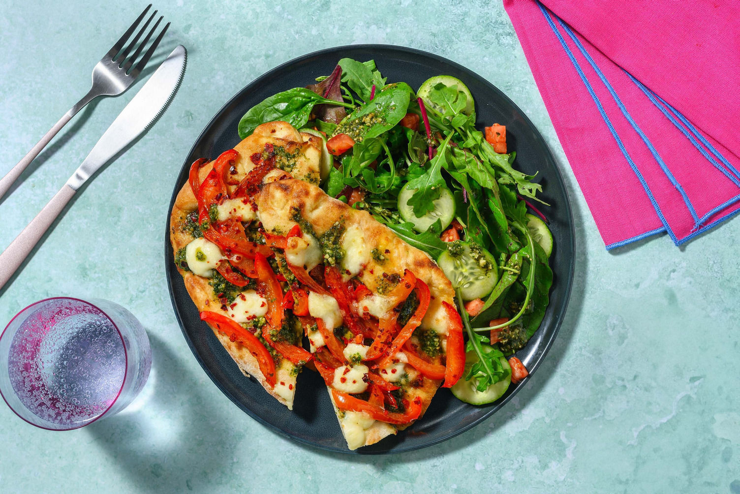 Pesto Bocconcini Flatbread Pizzas Recipe | HelloFresh