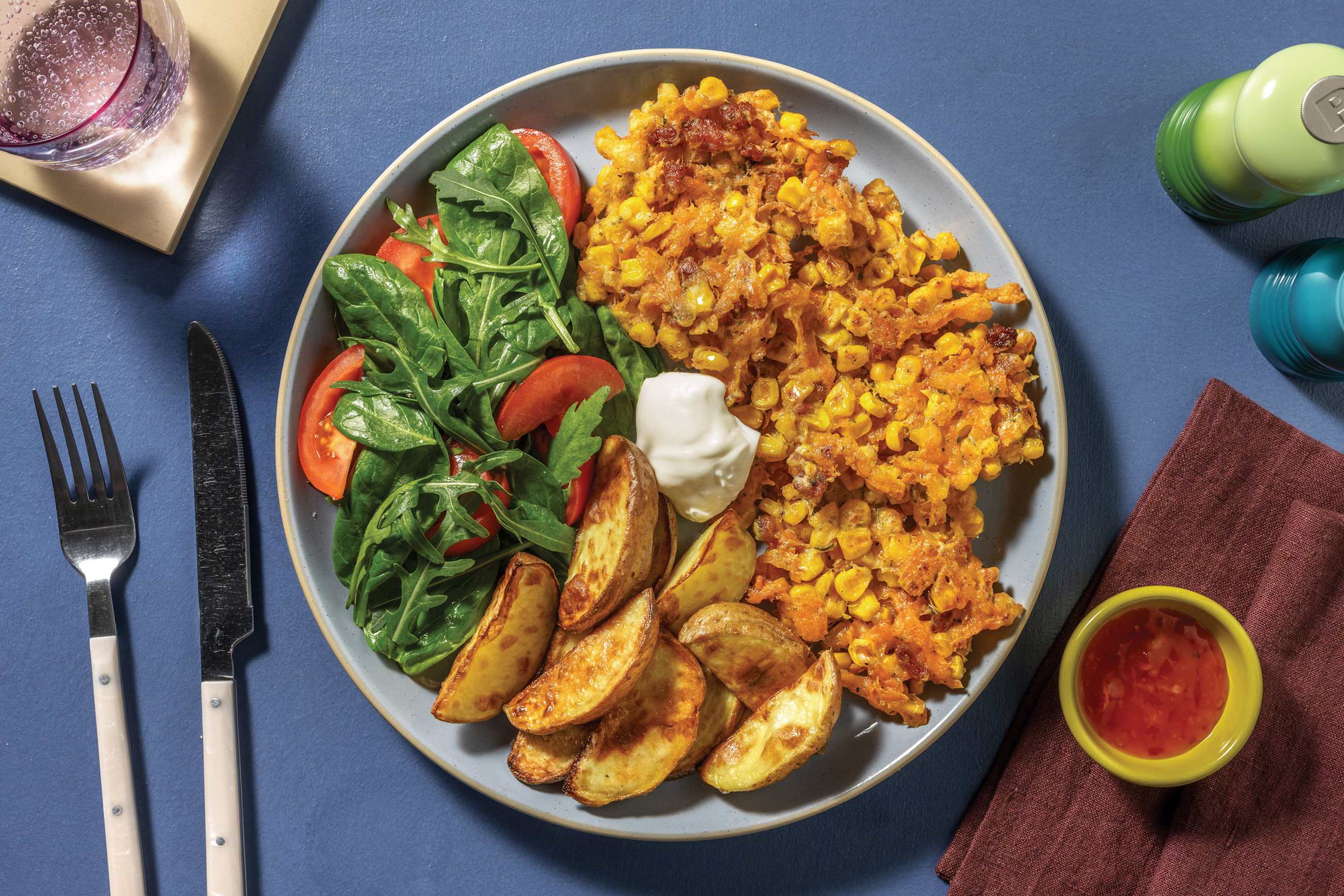 Plant-Based Bacon & Corn Fritters Recipe | HelloFresh