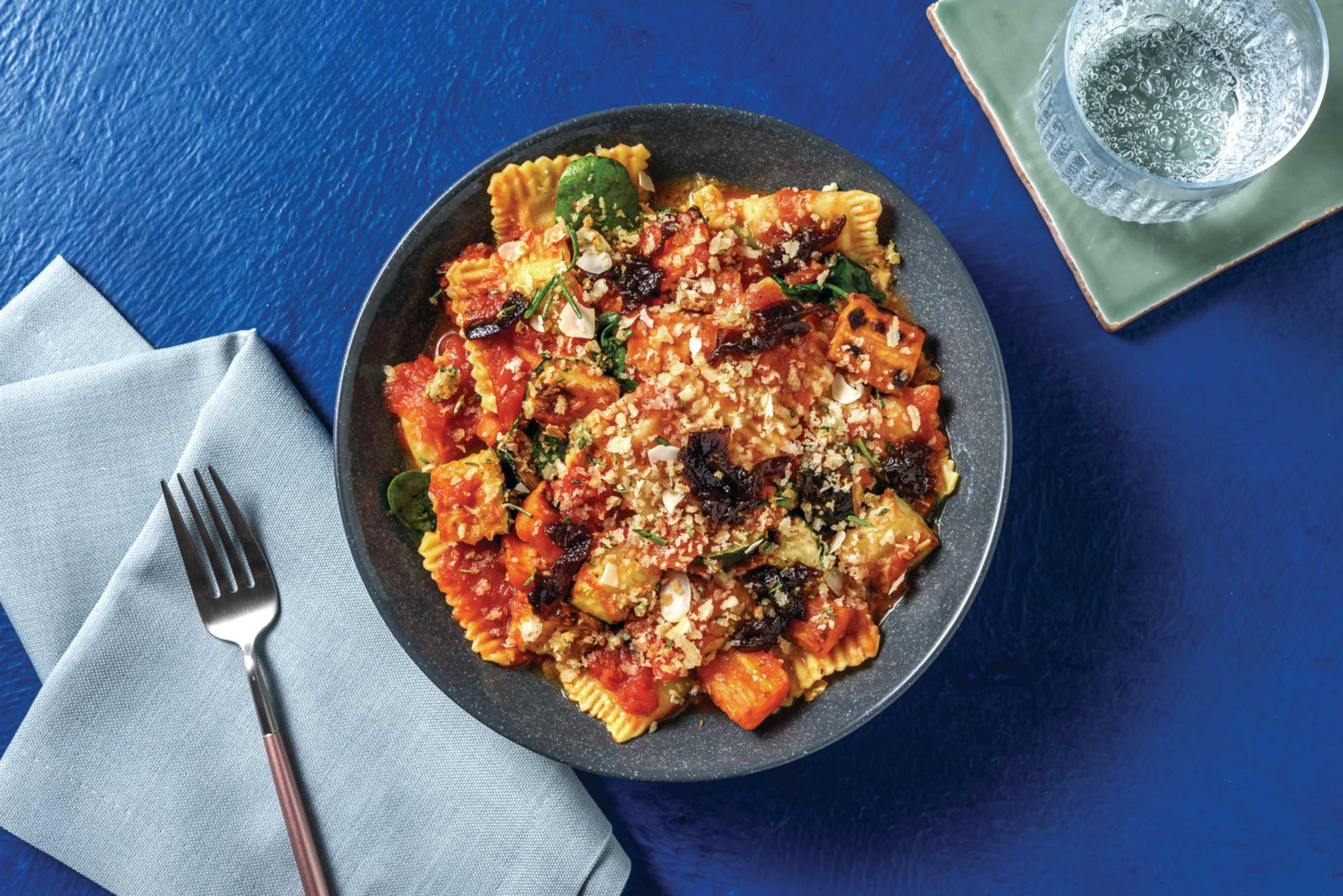 Plant-Based Beef Ravioli & Veggie Sauce Recipe | HelloFresh