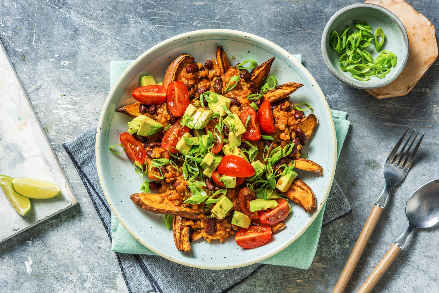 Plant Based Chilli Loaded Sweet Potato Wedges Recipe | HelloFresh