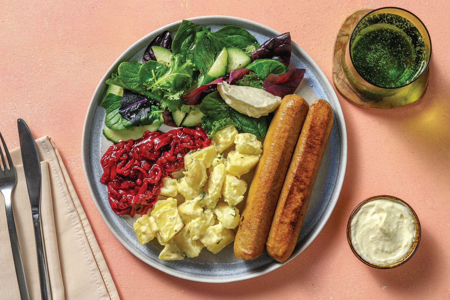 Plant-Based Herby Sausages & Beetroot Relish Recipe | HelloFresh