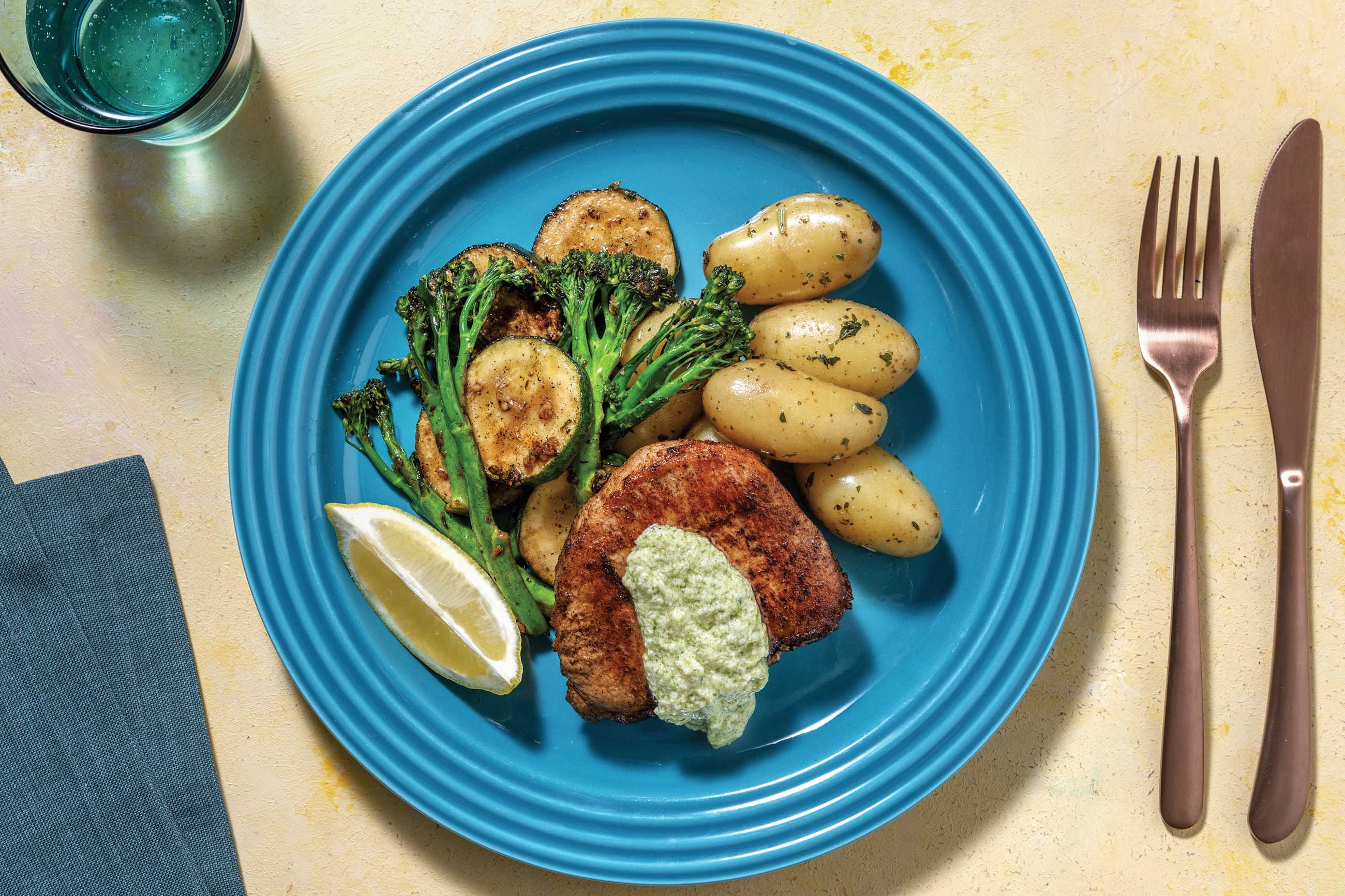Spiced Pork Loin & Pesto Dressing Recipe | HelloFresh