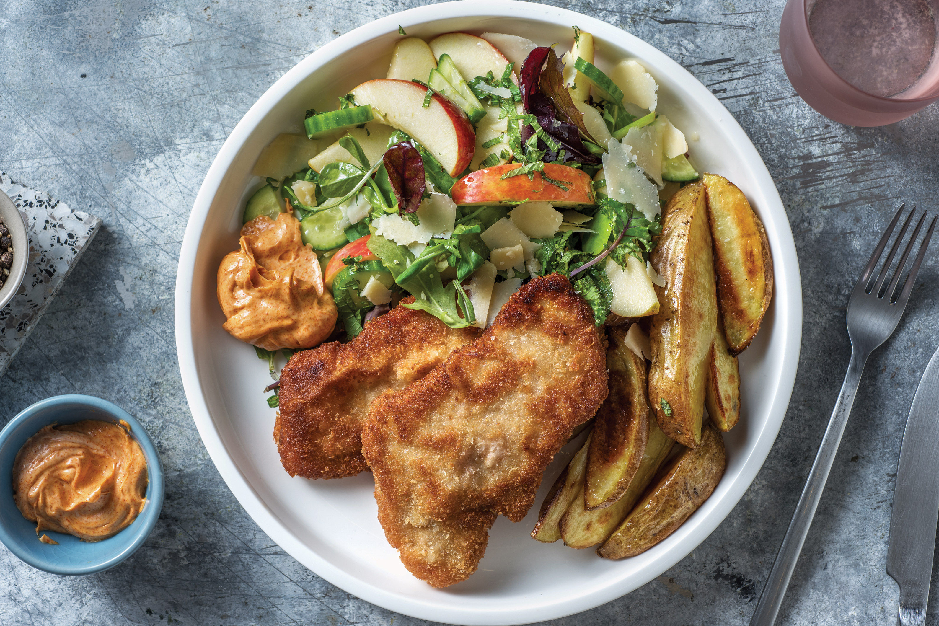 Pork Schnitzel & Oven-Baked Wedges Recipe | HelloFresh