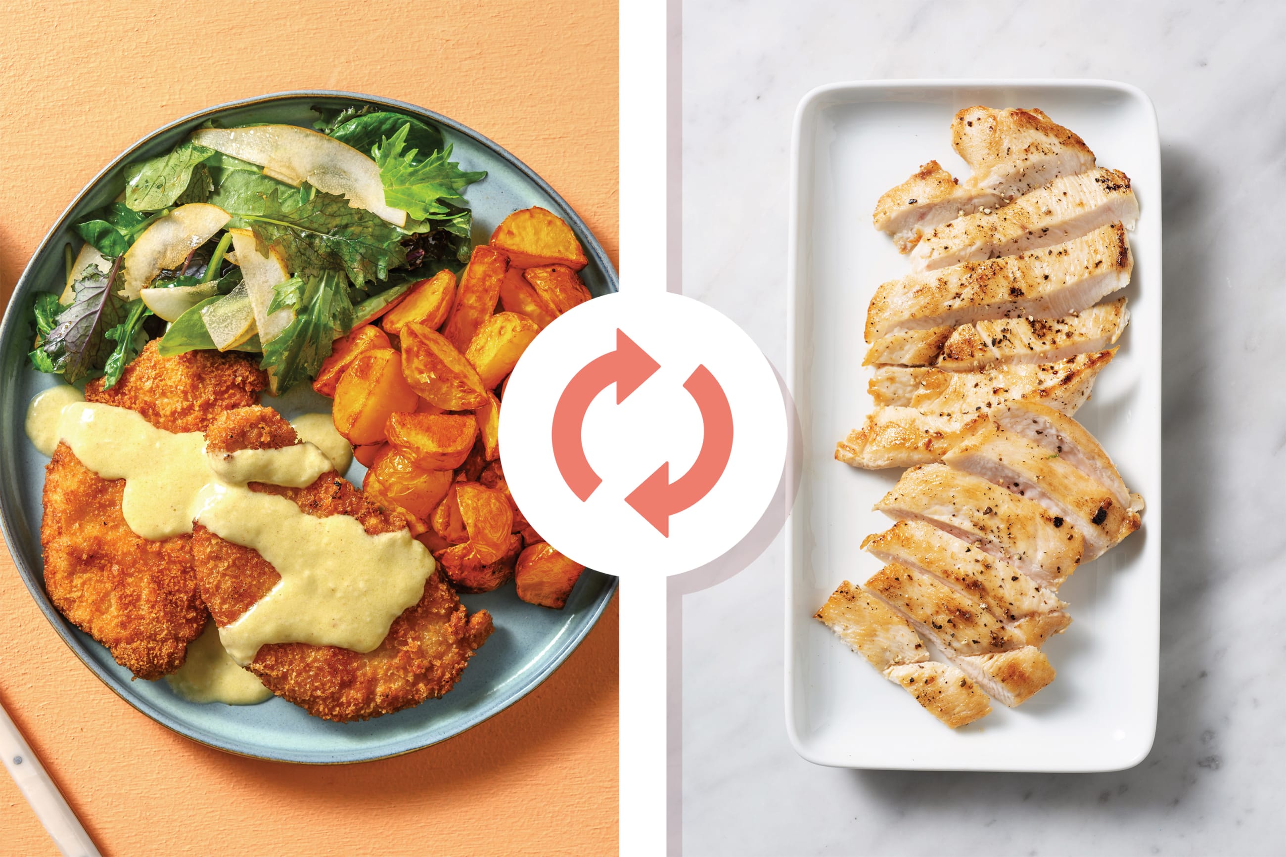 Chicken Schnitzel & Cheesy Garlic Sauce Recipe | HelloFresh