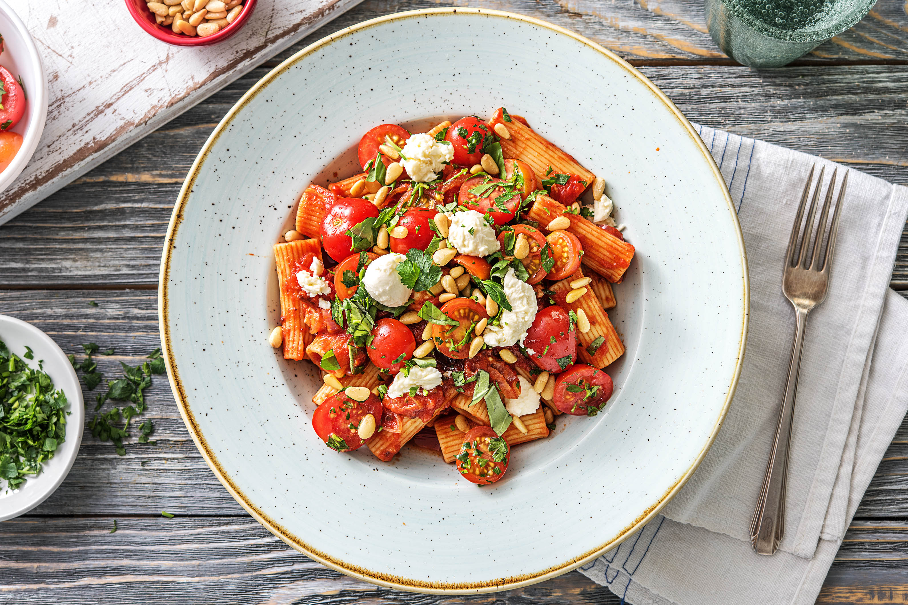 Rigatoni Caprese with Pine Nuts & Mozza Recipe | HelloFresh
