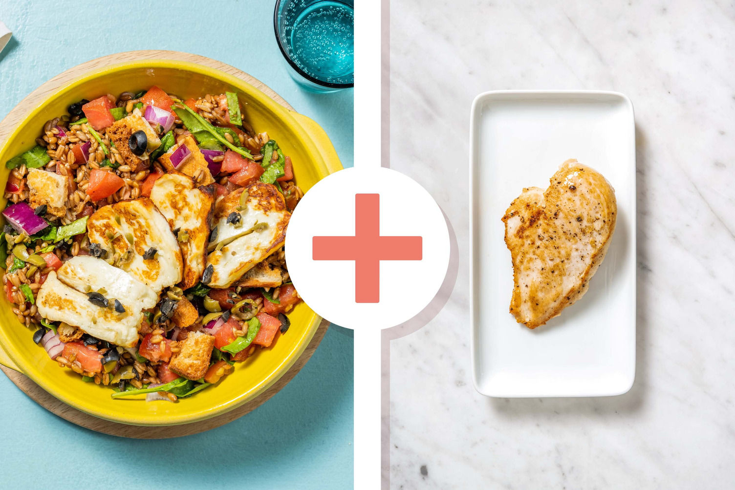 Greek Grain, Chicken and Golden Halloumi Salad Recipe | HelloFresh