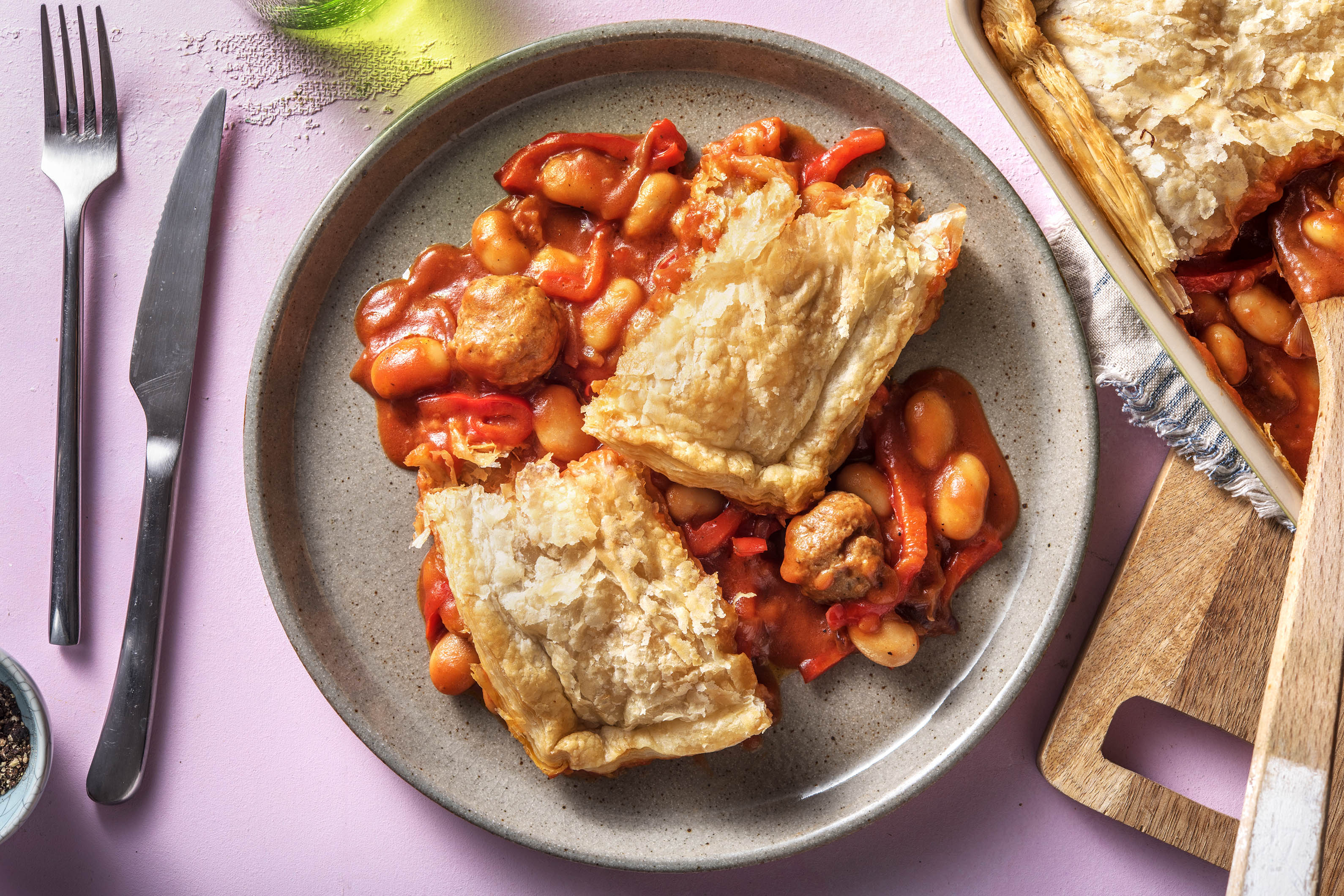 Sausage Meatball and Borlotti Bean Pie Recipe | HelloFresh