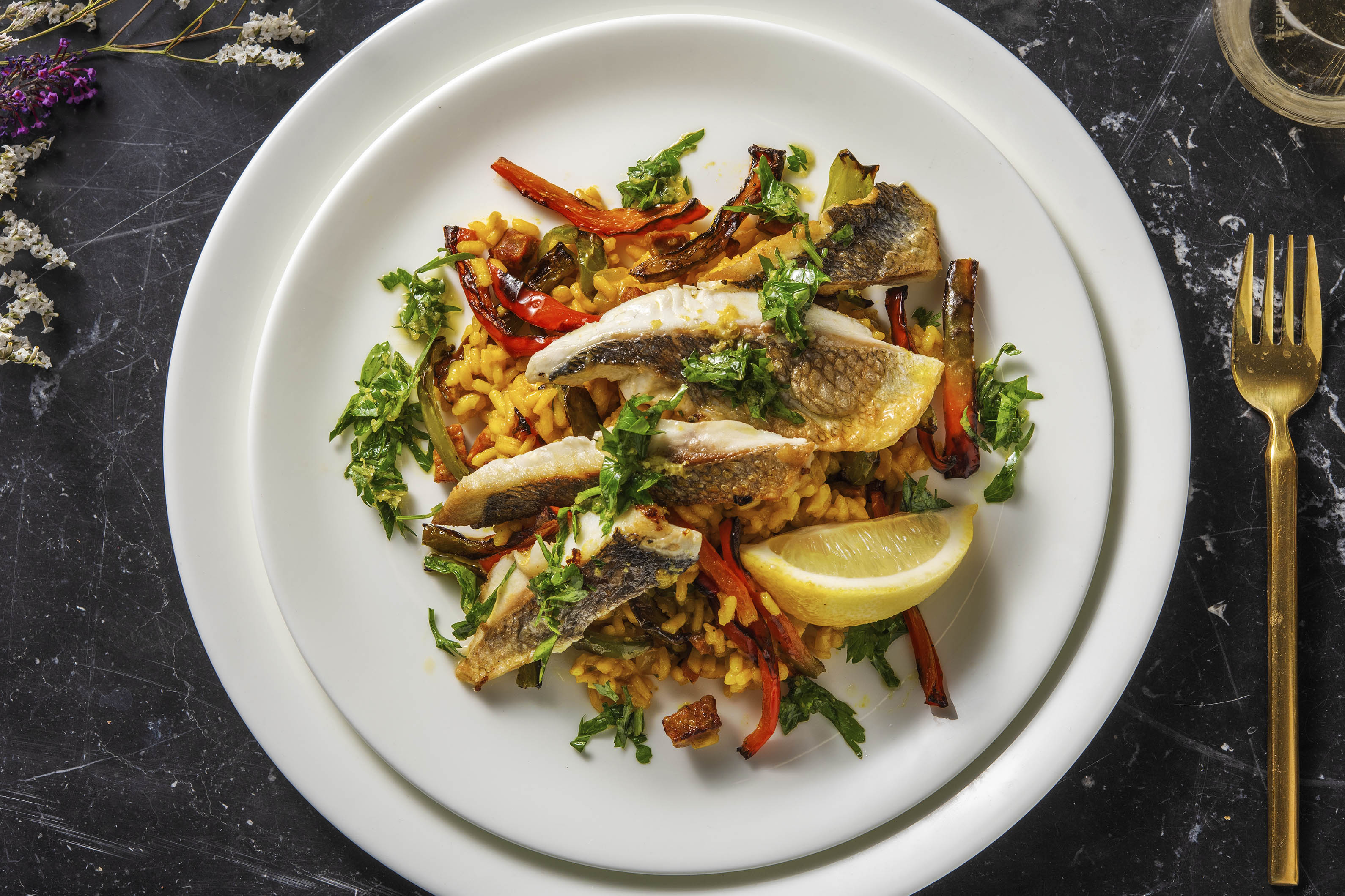 Sea Bass on Saffron Rice Recipe | HelloFresh