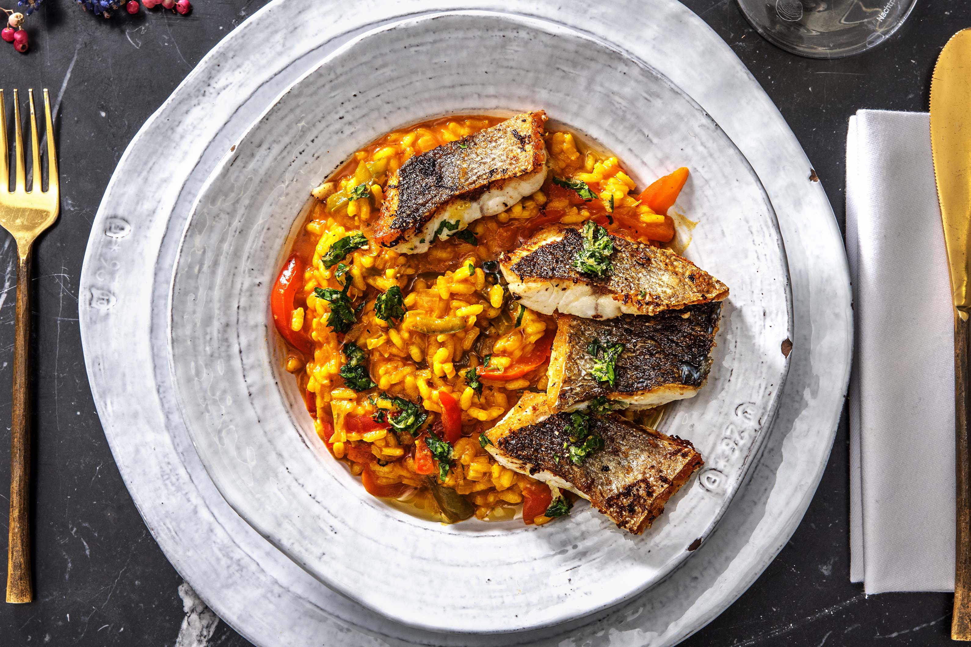 Sea Bream on Saffron Rice Recipe | HelloFresh