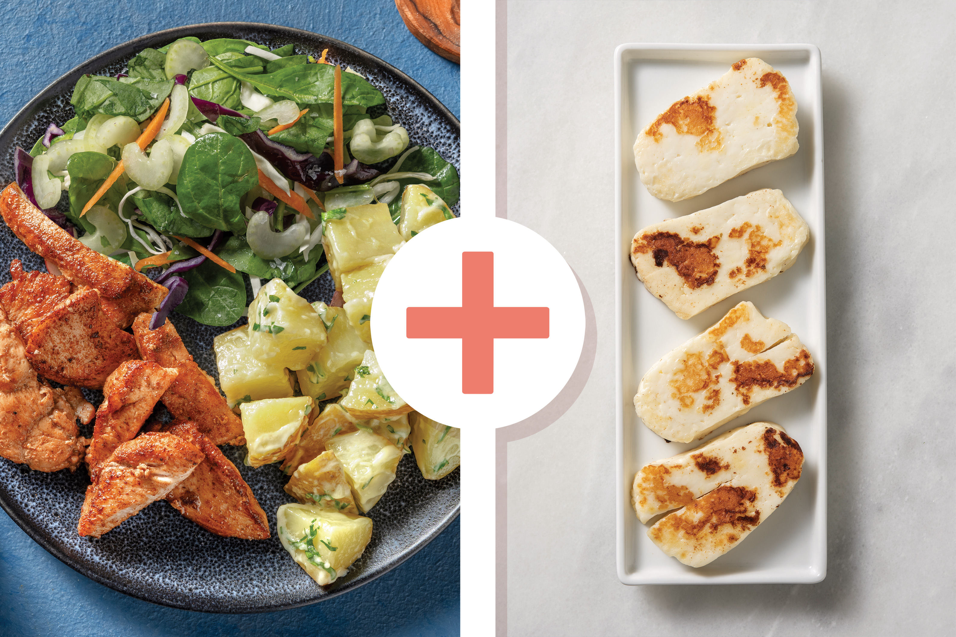 Seared Chicken Strips, Haloumi & Potato Salad Recipe | HelloFresh