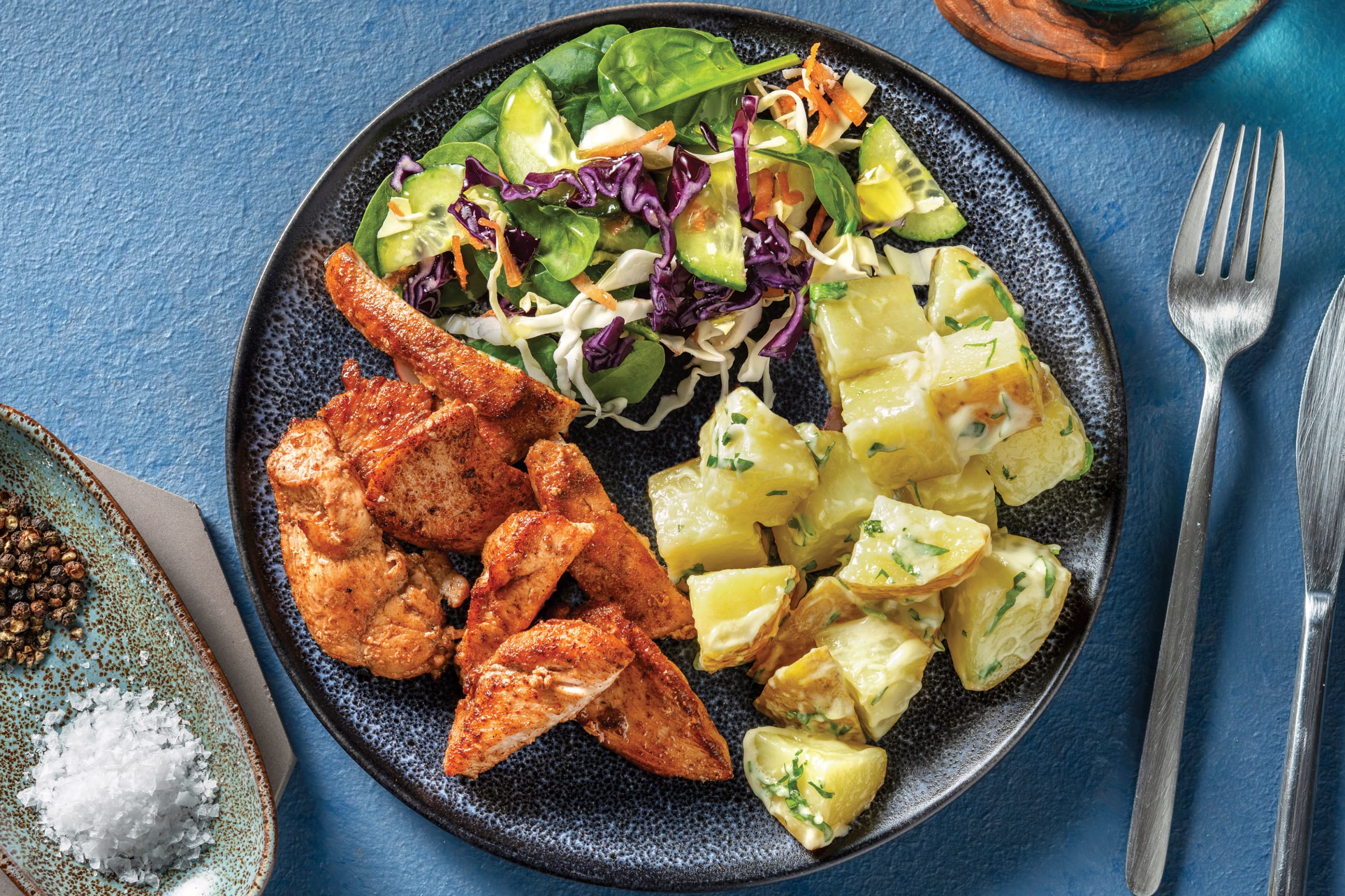 Double Smokey Seared Chicken & Parmesan Potato Salad Recipe | HelloFresh