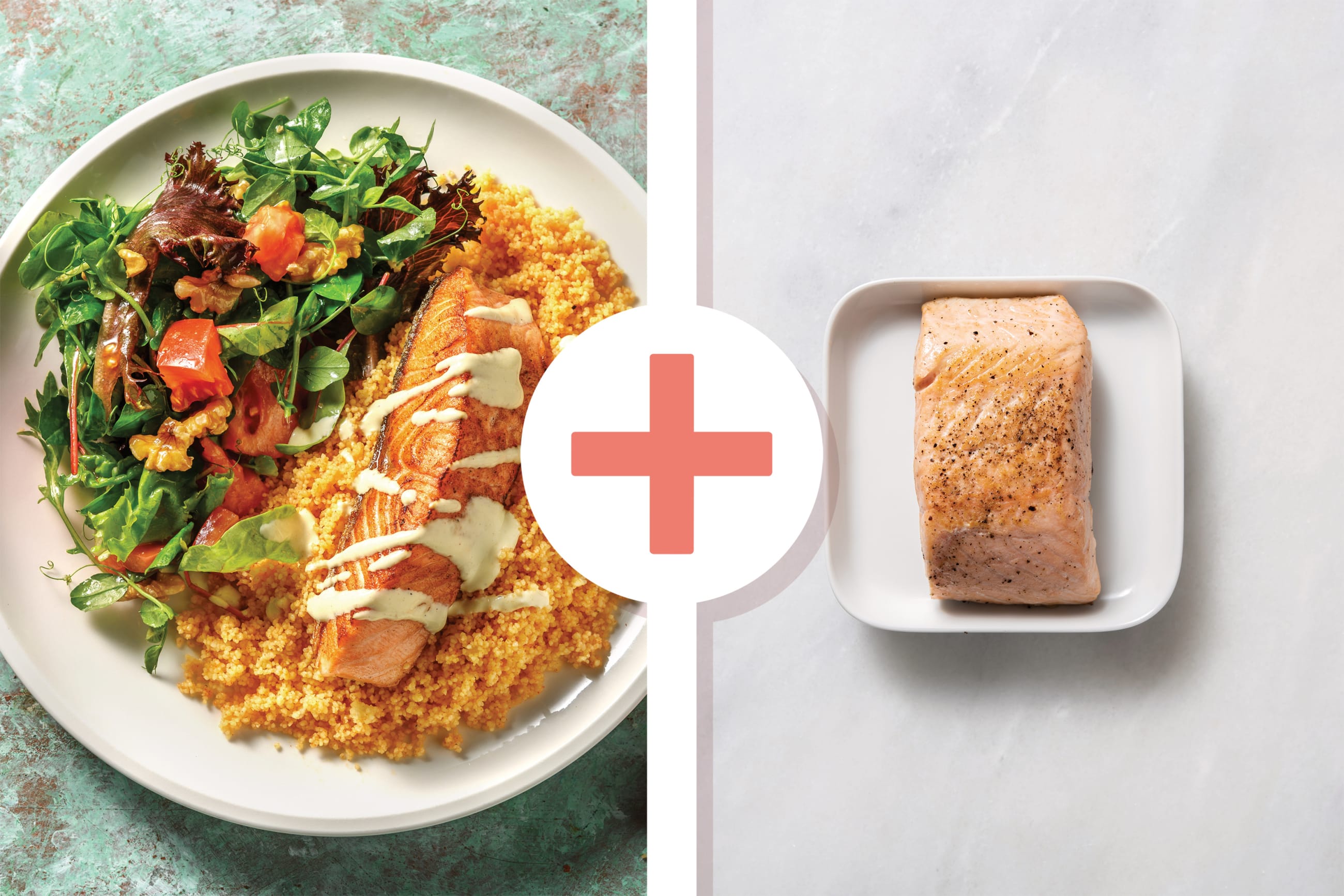 Easy Seared Double Salmon & Chermoula Couscous Recipe | HelloFresh