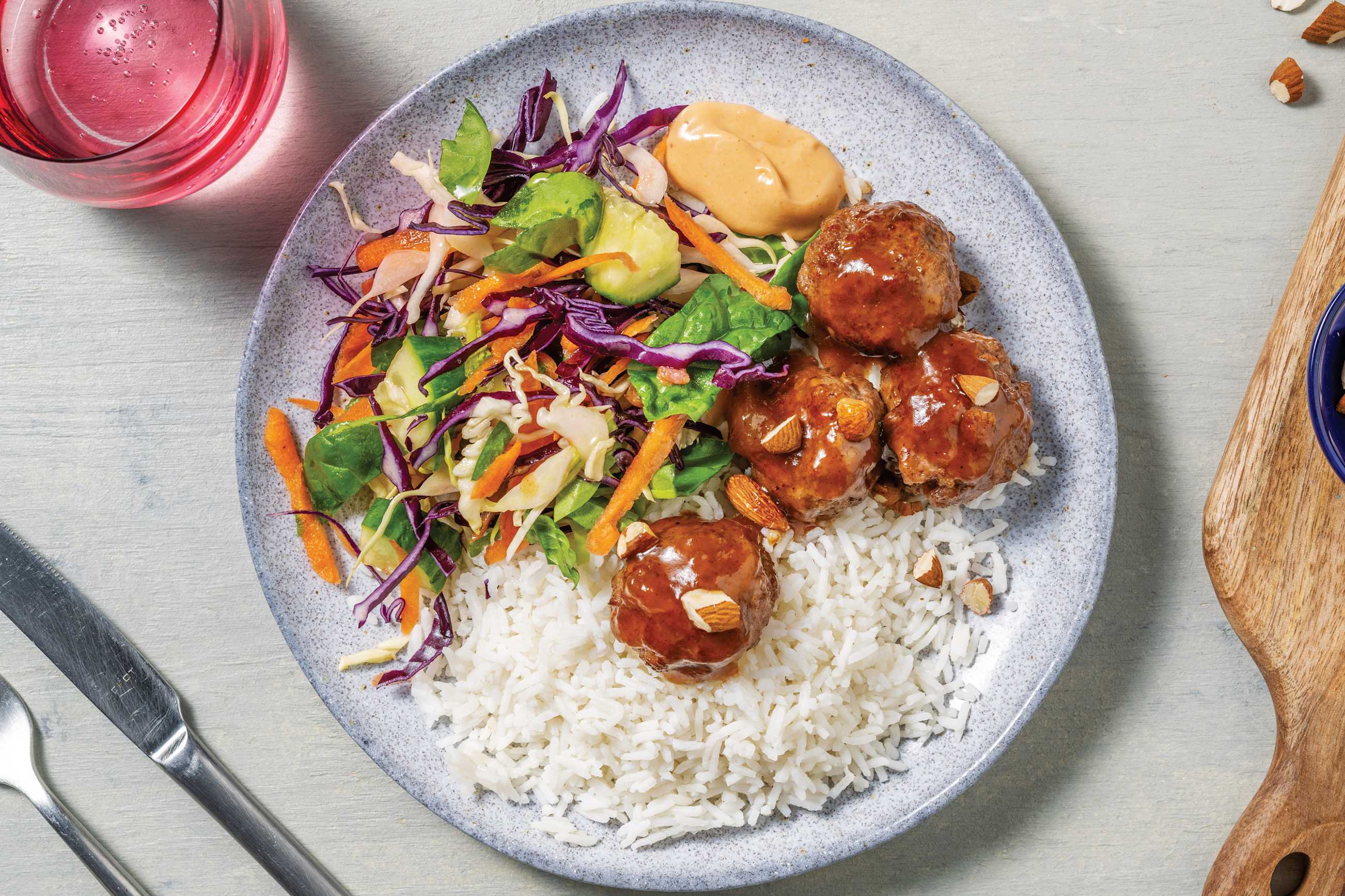 Smokey Mango Beef Meatballs & Garlic Rice Recipe | HelloFresh