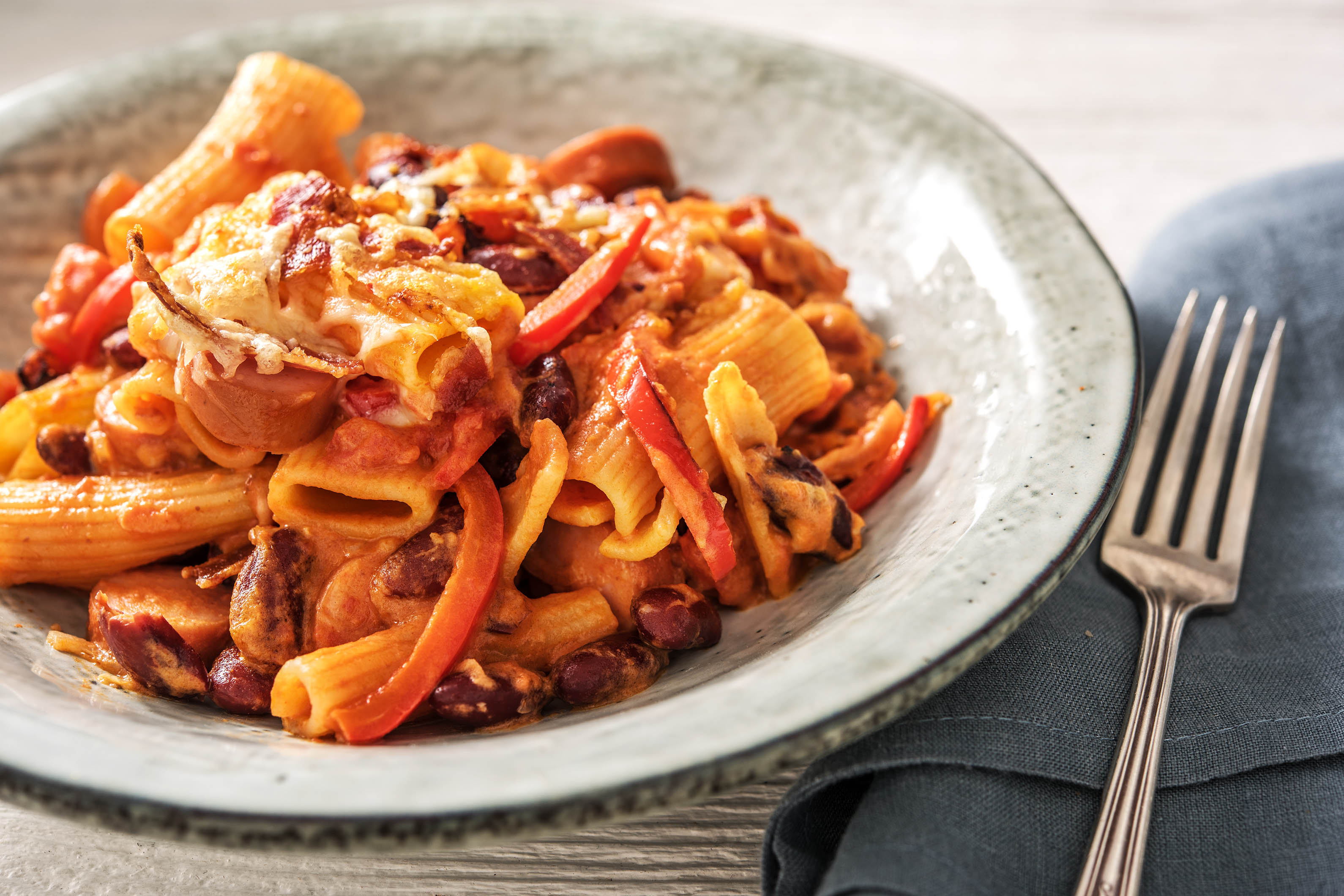 Pasta with Hot Dog Sausage and Chilli Beans Recipe | HelloFresh