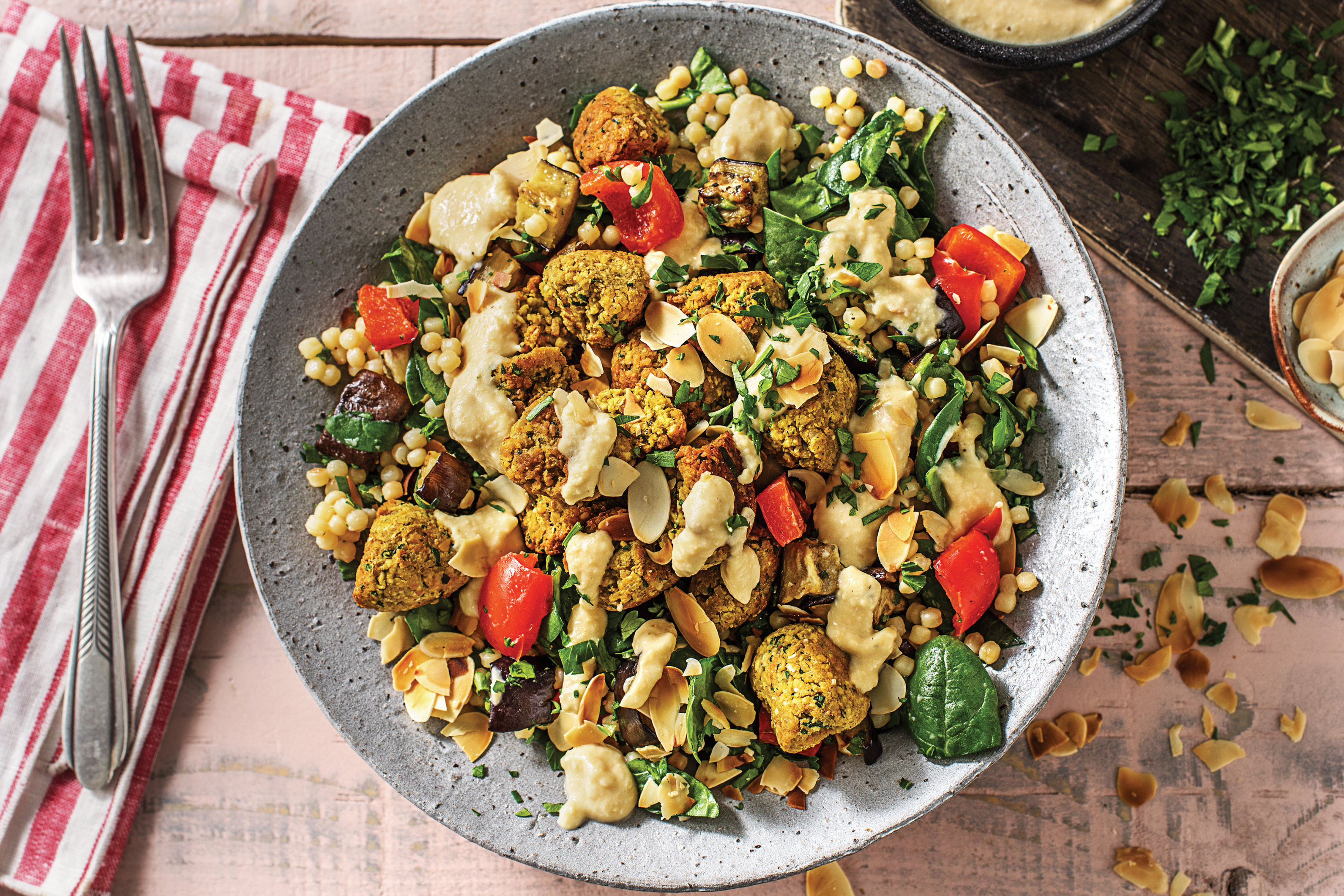 Spinach Falafel & Pearl Couscous Bowl Recipe | HelloFresh