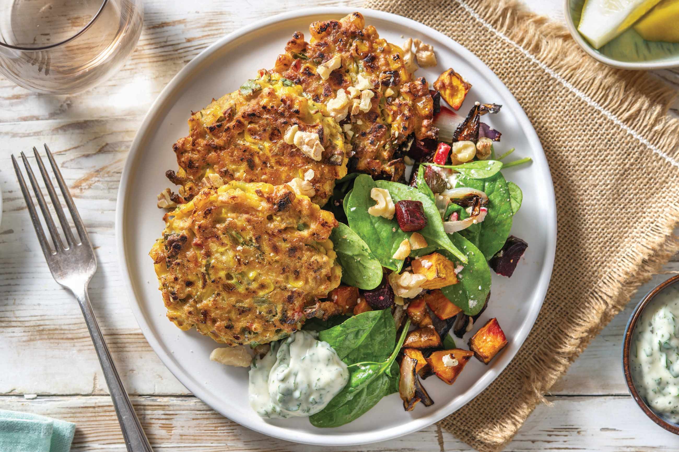 Spring Onion, Corn & Fetta Fritters Recipe | HelloFresh