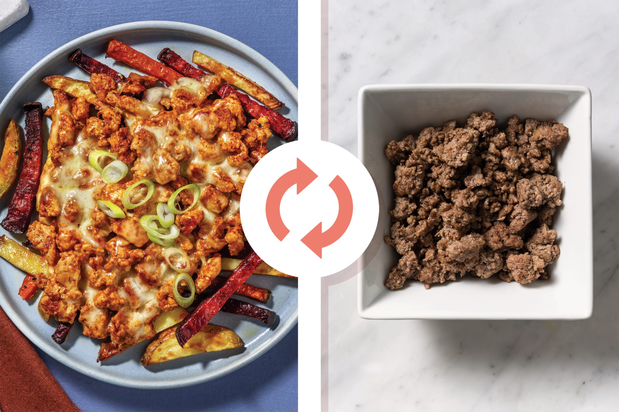 Sriracha BBQ Beef & Rainbow Veggie Fries Recipe | HelloFresh