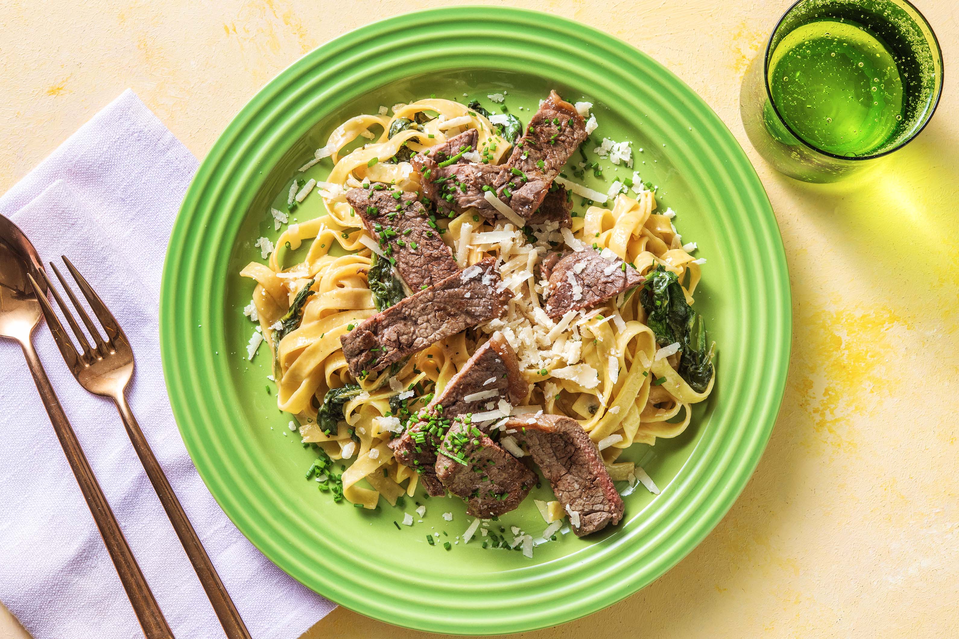 Steak with Creamy Mushroom Fresh Tagliatelle Recipe | HelloFresh