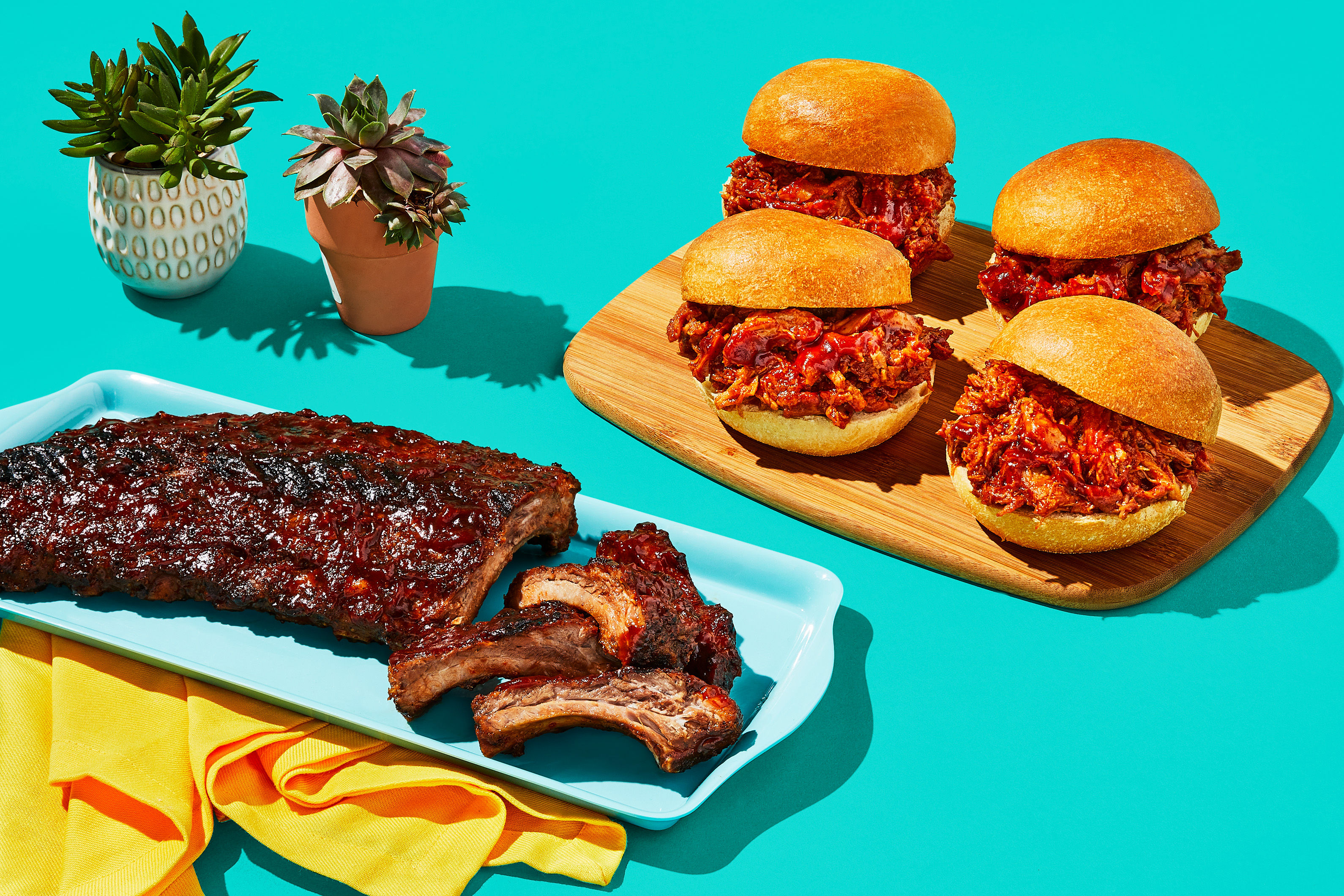 Sticky Baby Back Ribs & BBQ Pulled Chicken Sandos Recipe | HelloFresh