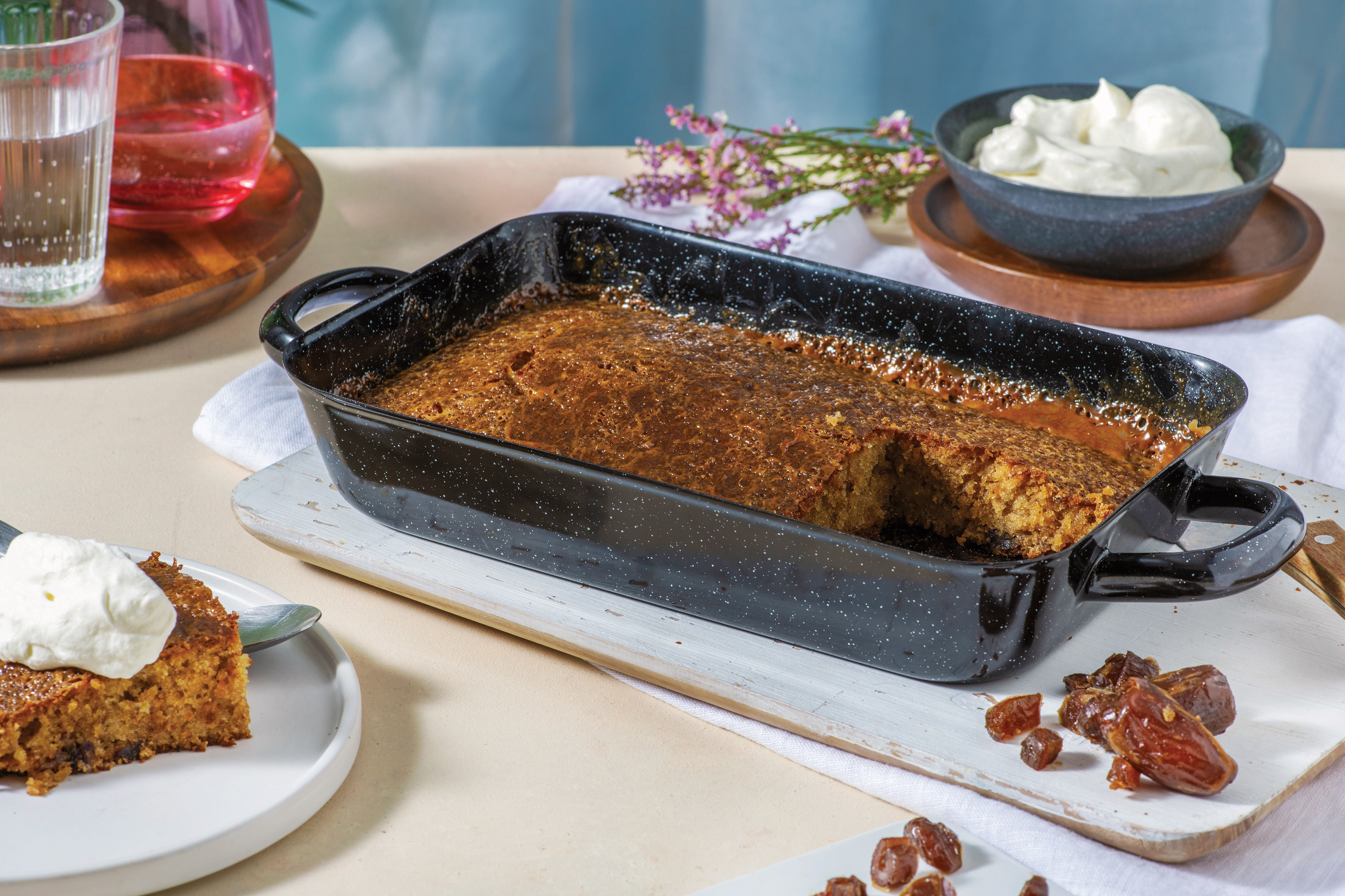 Sticky Date Pudding with Caramel Sauce & Cream Recipe | HelloFresh