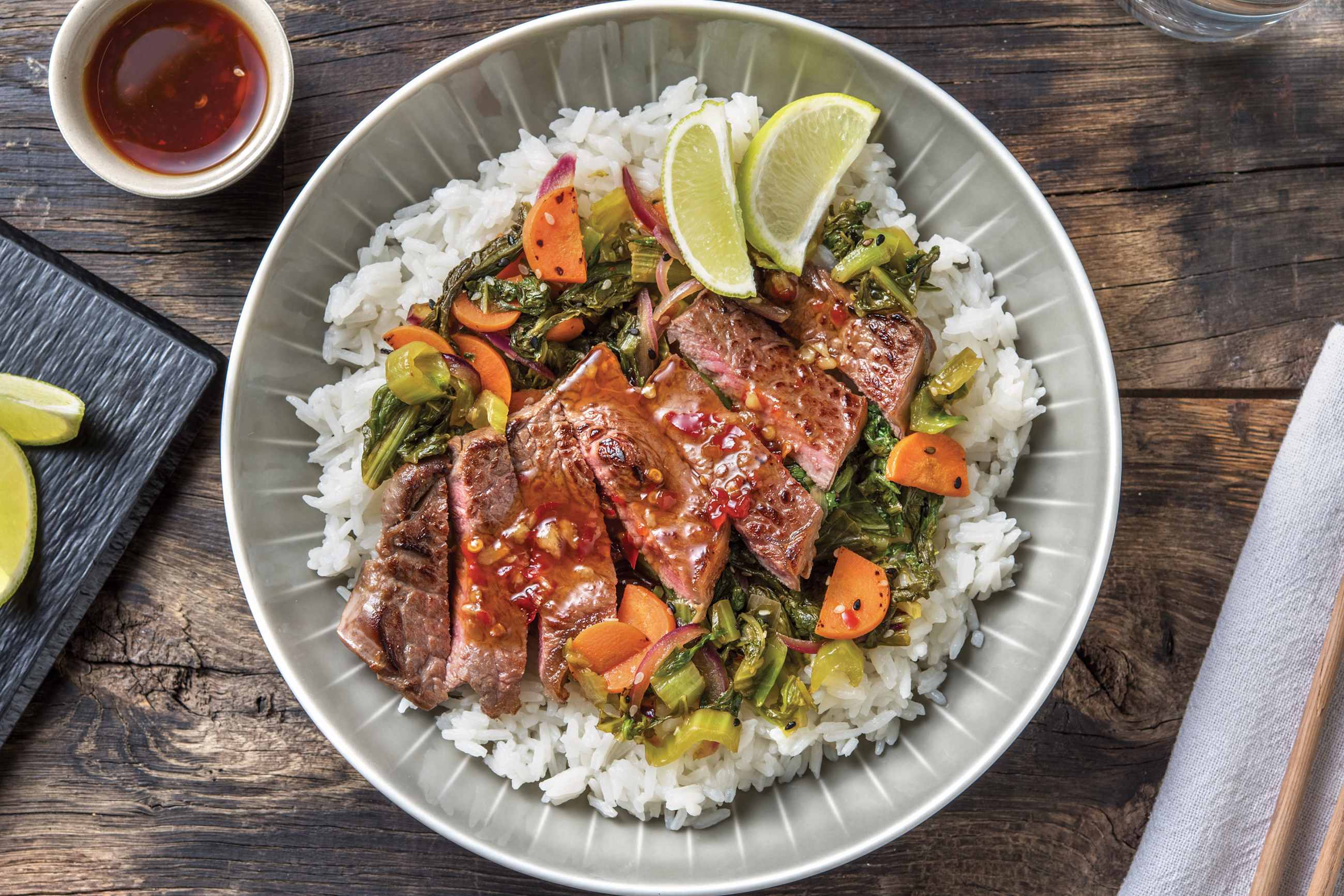 NZ Sweet Chilli Beef & Garlic Rice Bowl Recipe | HelloFresh