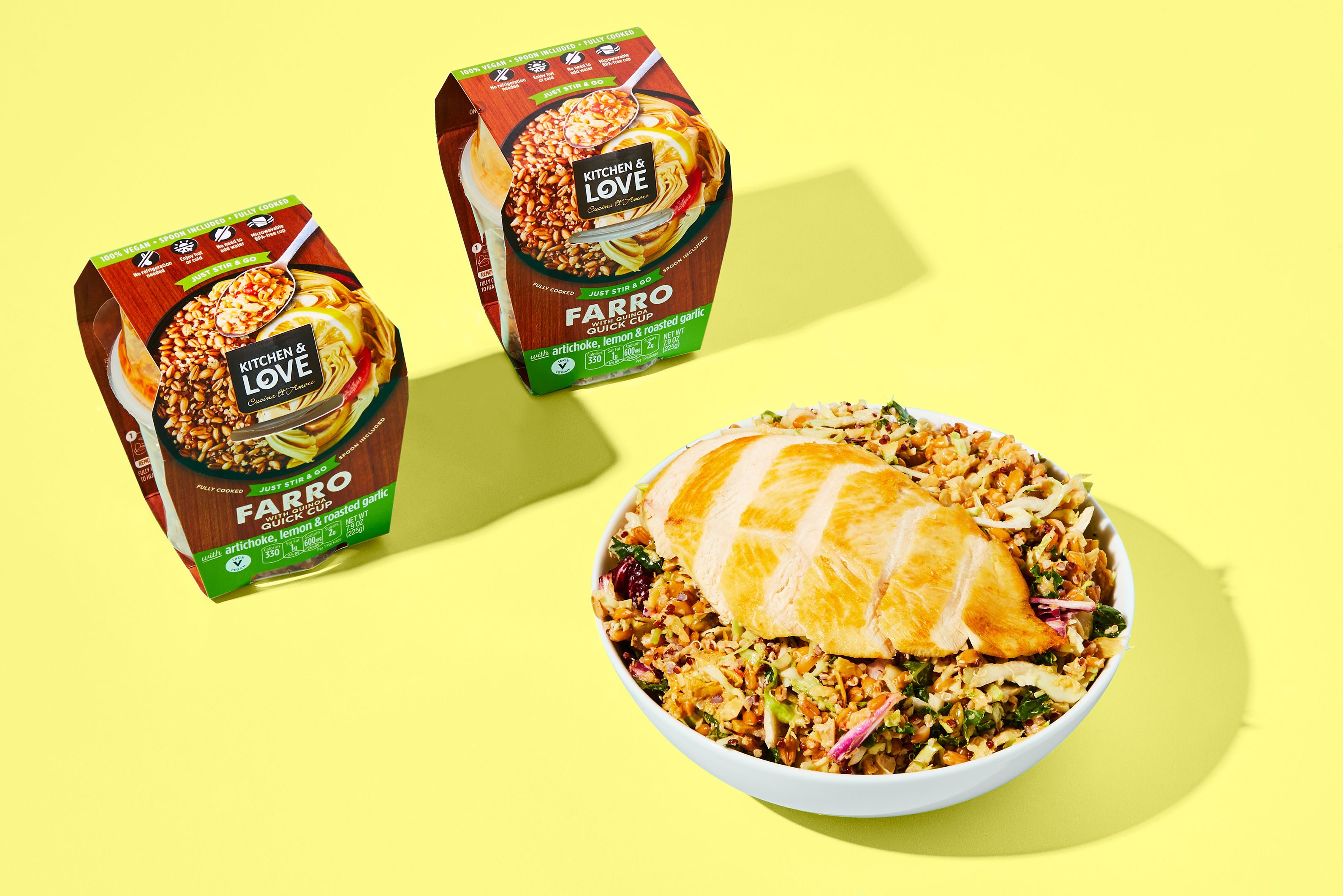 Sweet Kale Salad with Fully Cooked Chicken + Farro Quick Cup Recipe ...