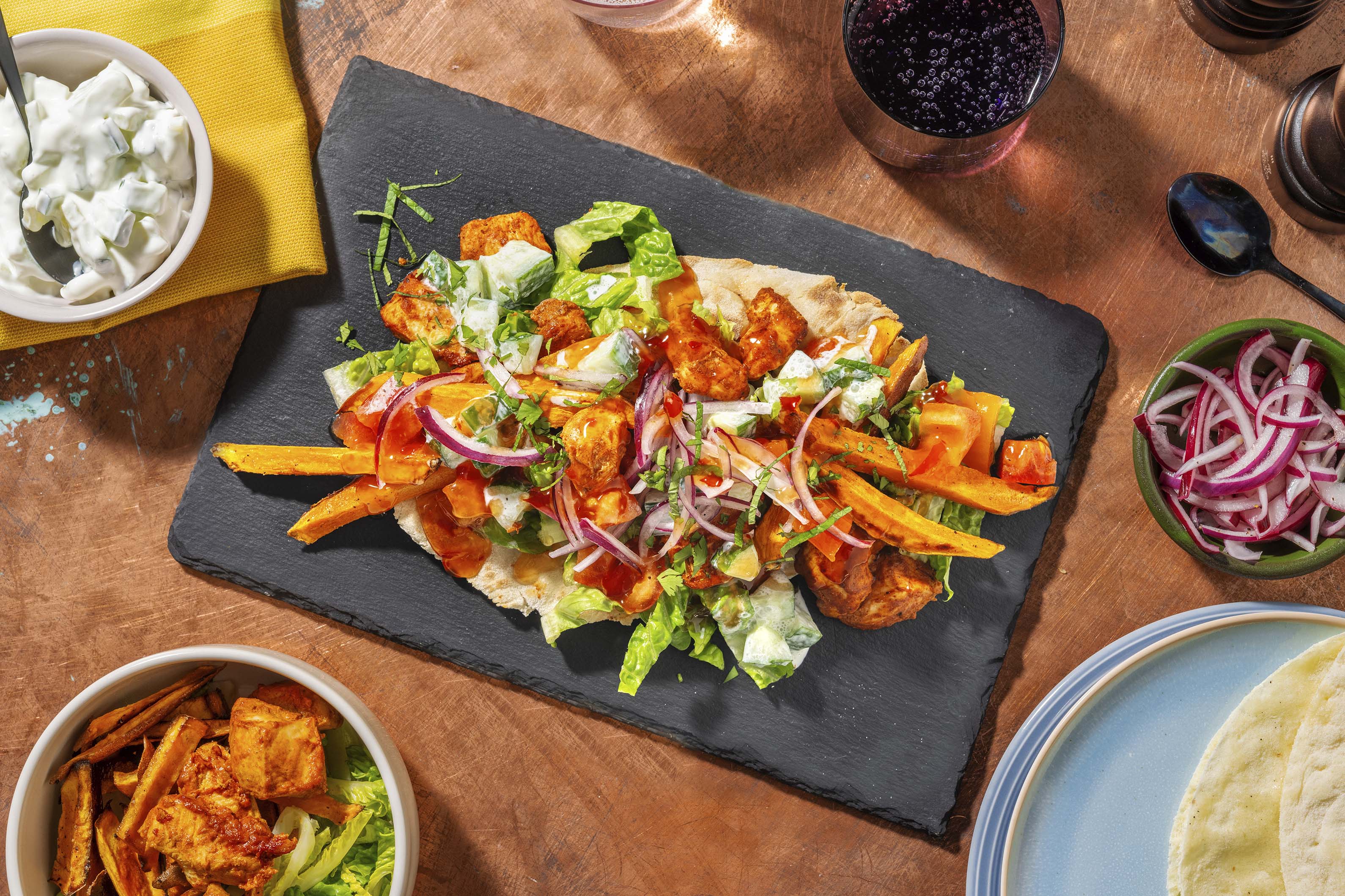Tandoori Chicken Naan and Sweet Potato Fries Recipe | HelloFresh