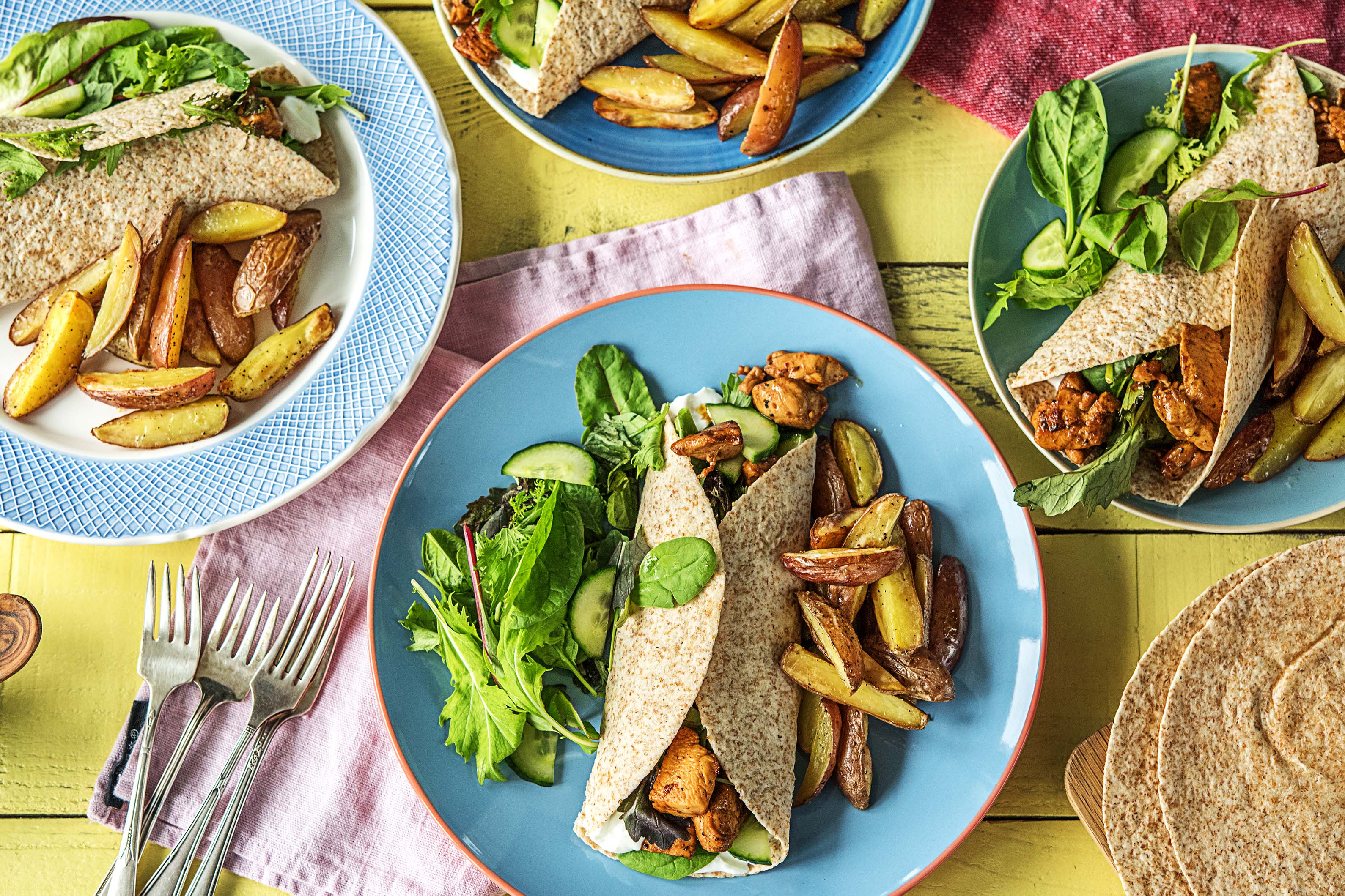 Chicken Wraps with Potato Wedges Recipe | HelloFresh