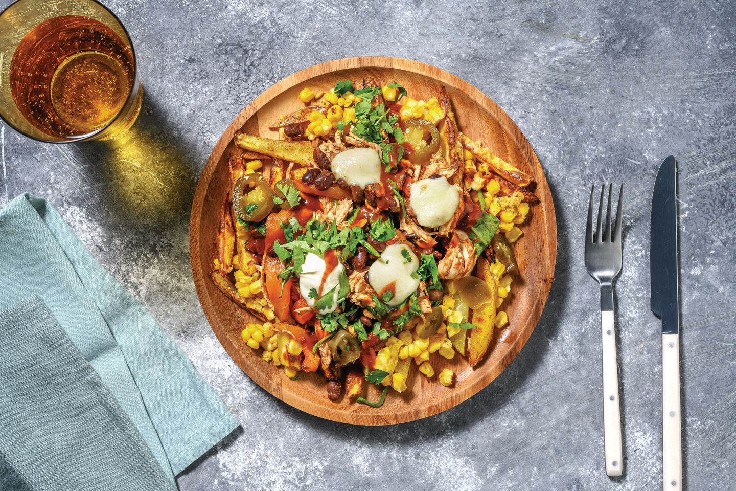 Tex-Mex Chicken & Black Bean Loaded Fries with Bocconcini, Pickled ...