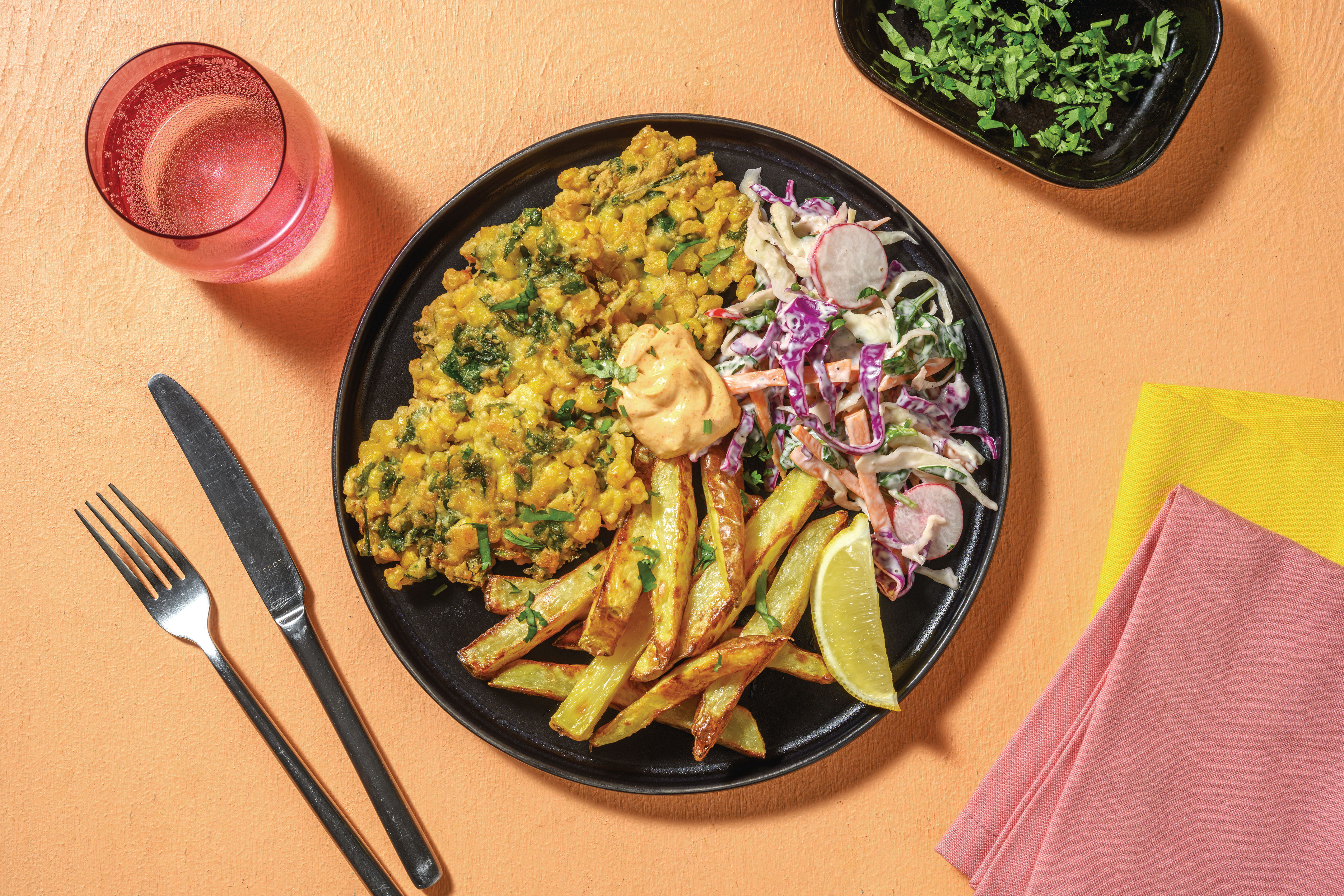 Tex-Mex Corn Fritters & Creamy Slaw Recipe | HelloFresh