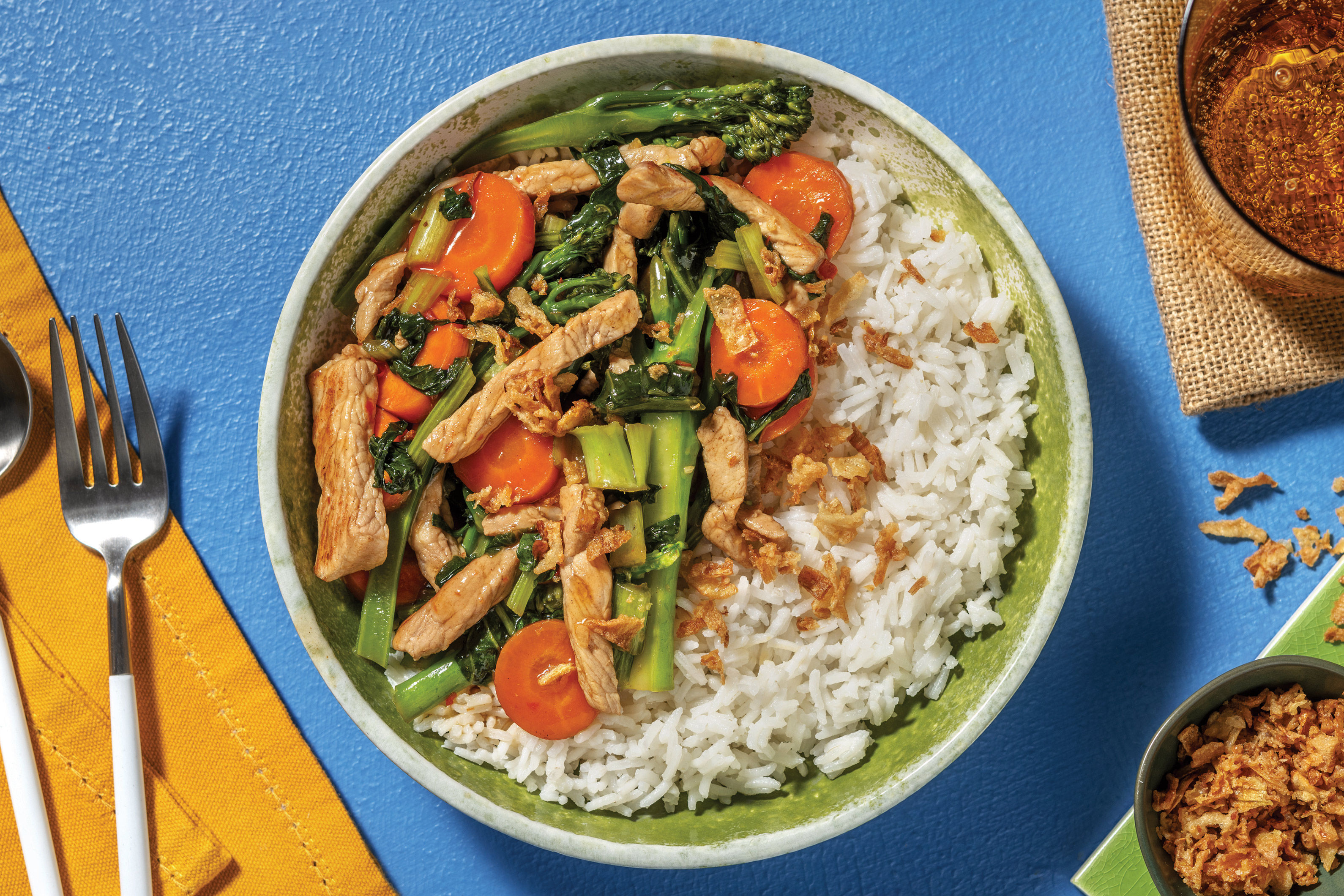 Thai-Spiced Pork & Ginger-Coconut Rice with Crispy Shallots Recipe ...