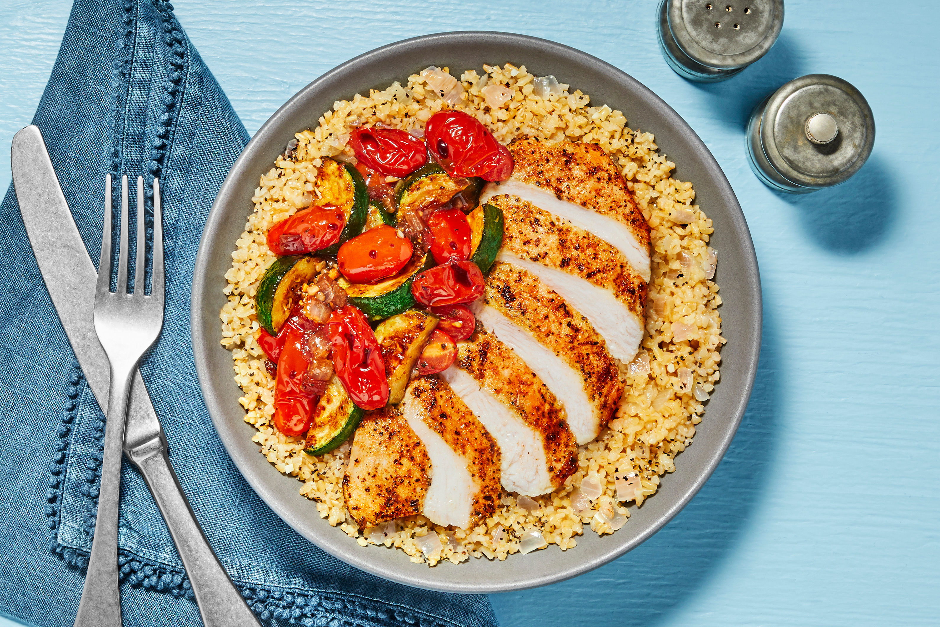 Tuscan Chicken over Bulgur Pilaf Recipe | HelloFresh