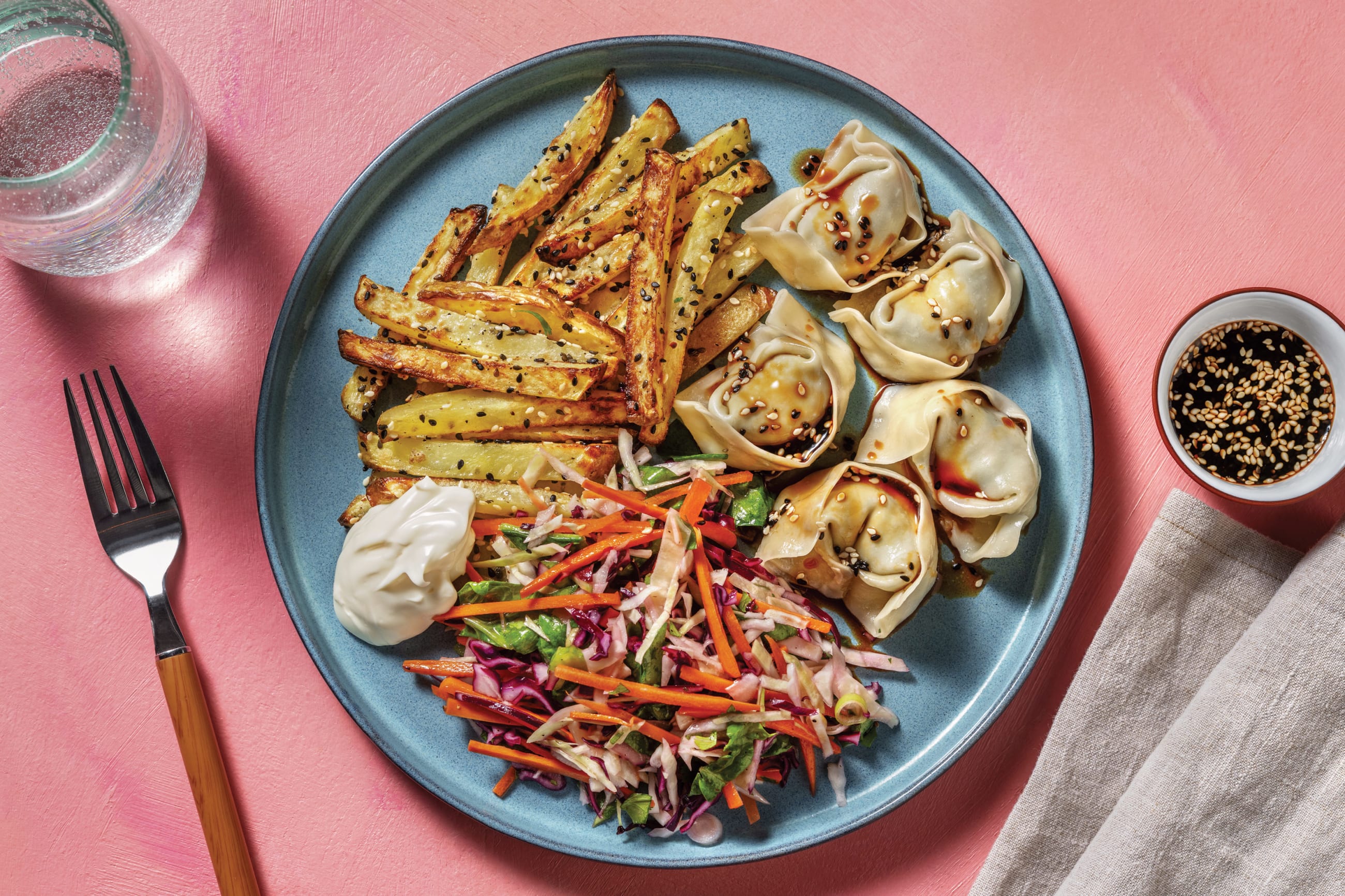 Veggie Gyozas & Sesame Bacon Potato Fries Recipe | HelloFresh
