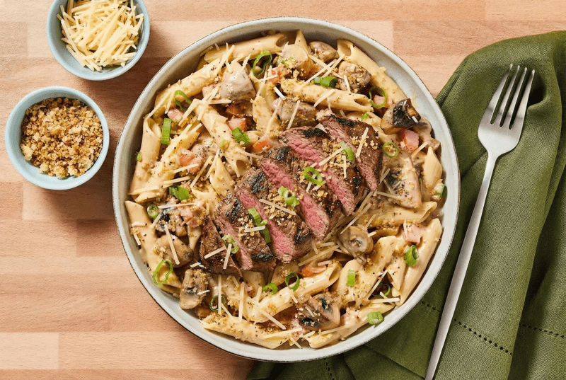 Truffle Mushroom Penne & Rib-Eye Steak Recipe | HelloFresh