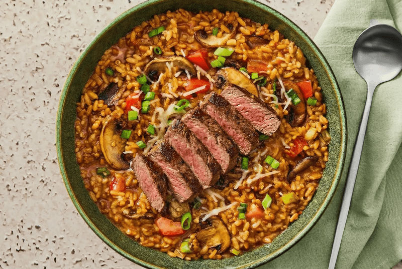 Rib-Eye Steak & Sun-Dried Tomato Mushroom Risotto Recipe | HelloFresh
